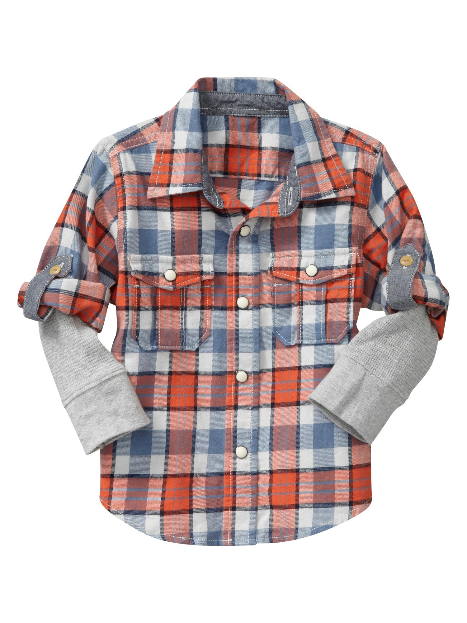 2-in-1 plaid convertible shirt | Gap