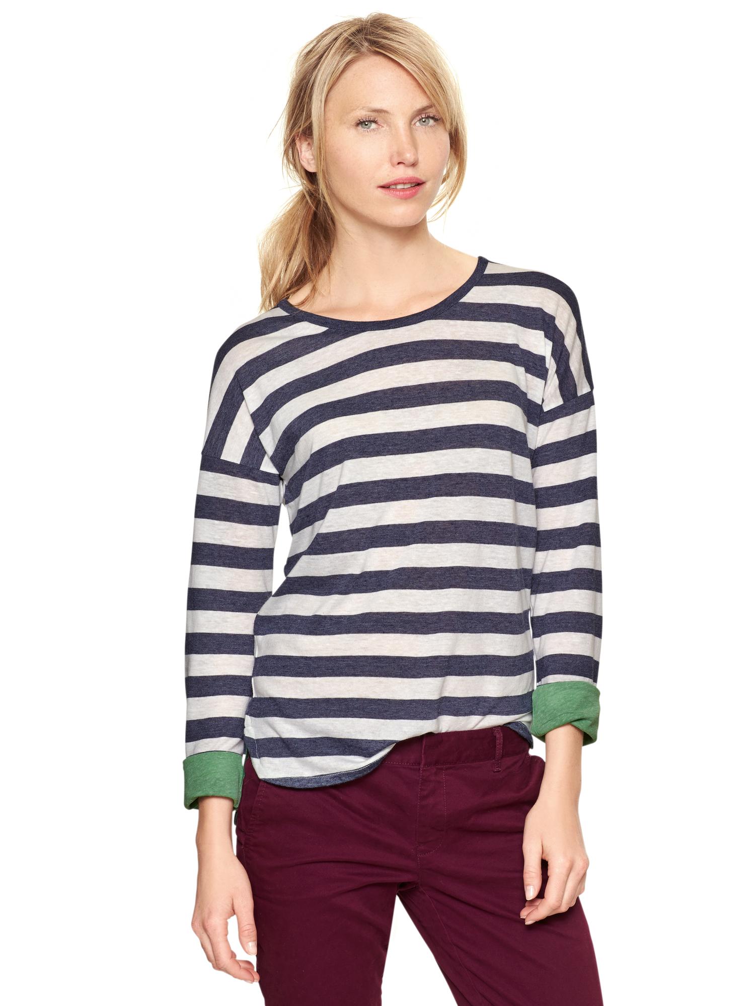 Contrast-cuff crew T | Gap