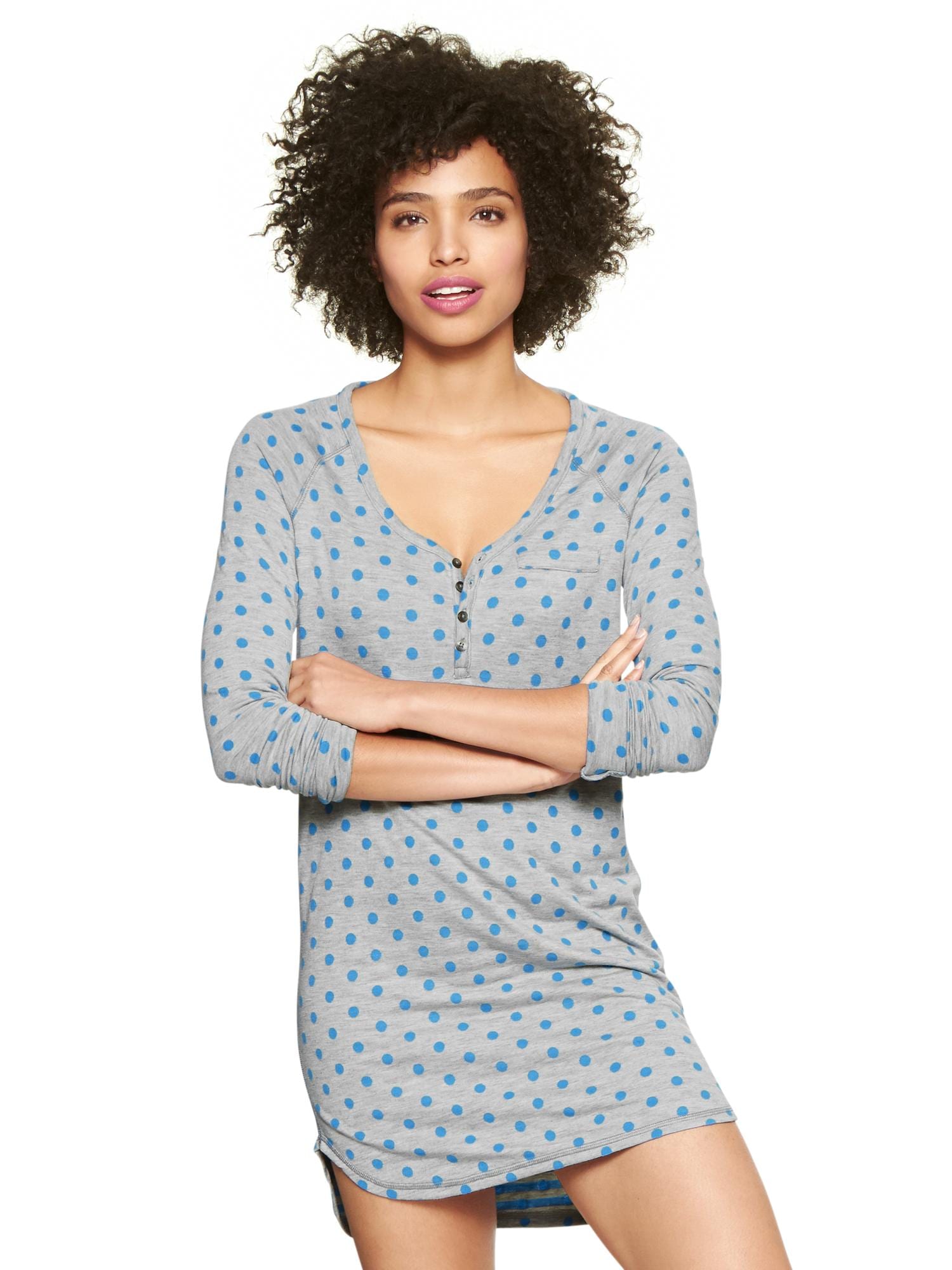 Polka dot henley gown | Gap