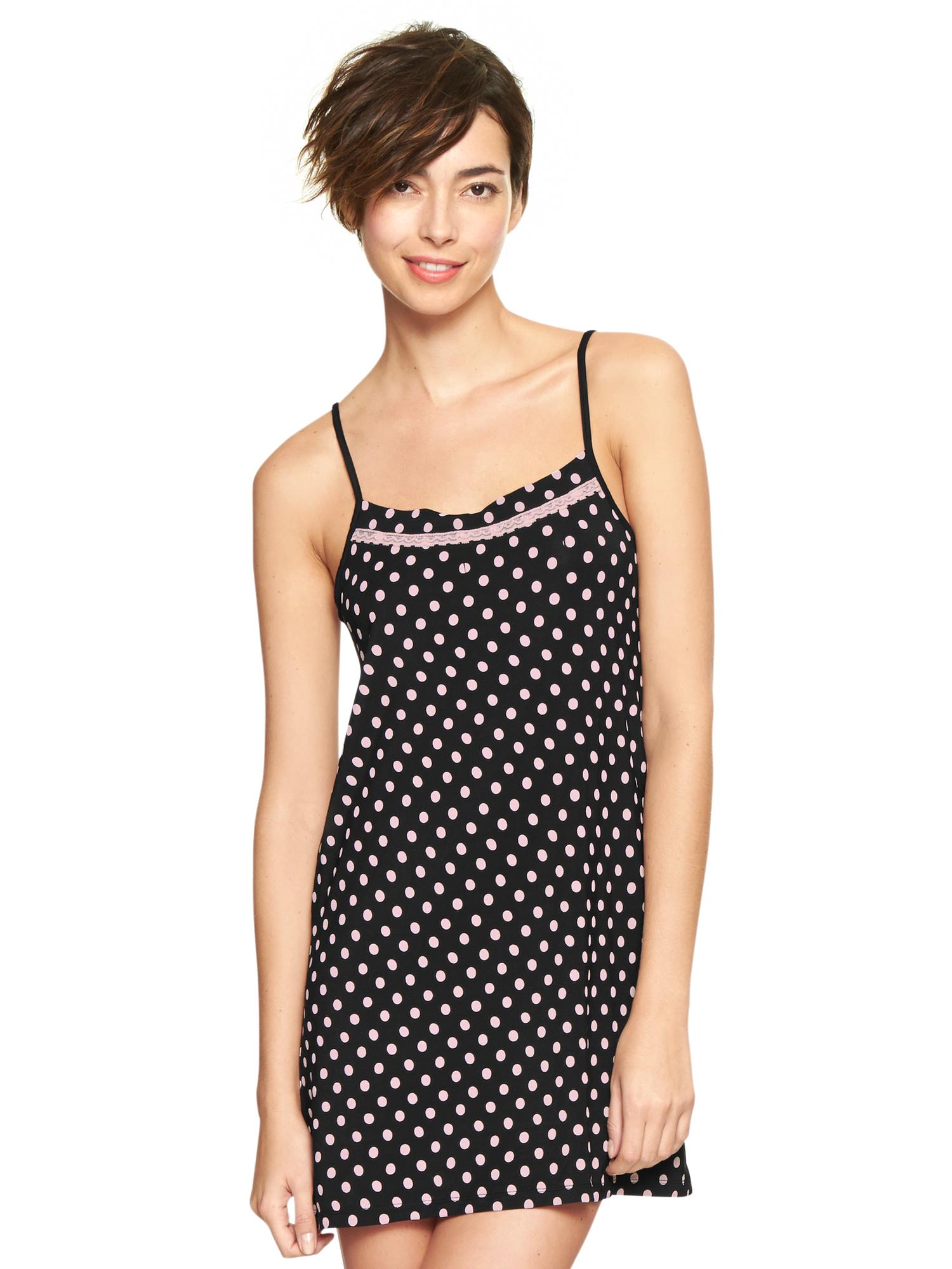 Dot lace-trim modal gown | Gap