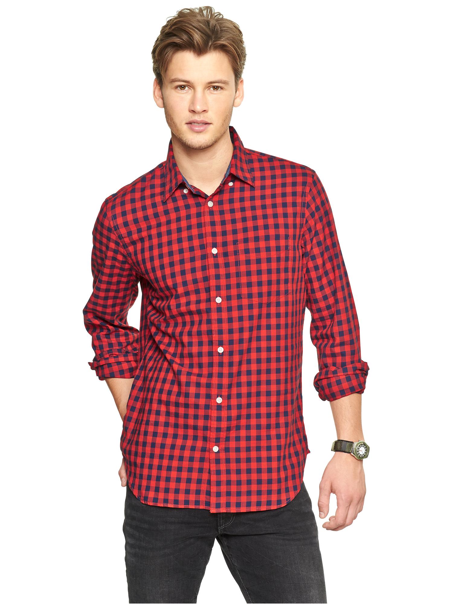 Twill square checkered plaid shirt | Gap