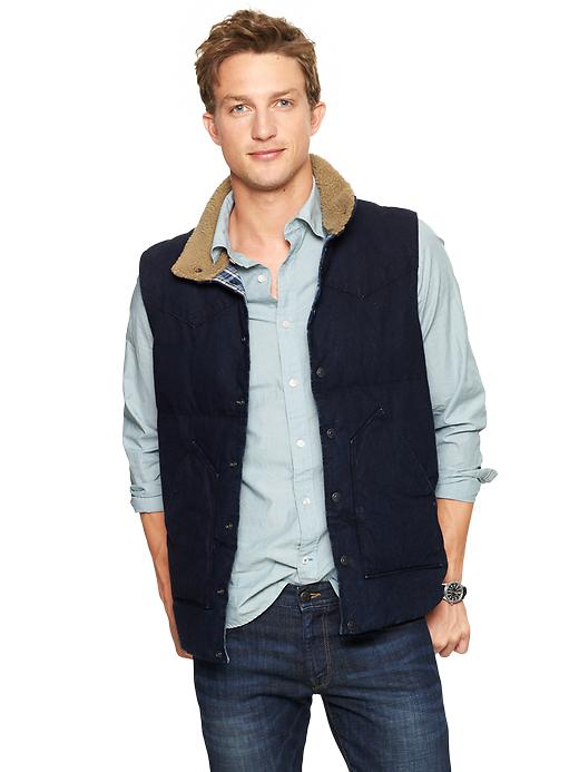 Gap Indigo Denim Puffer Vest – dark wash | Denim Vest