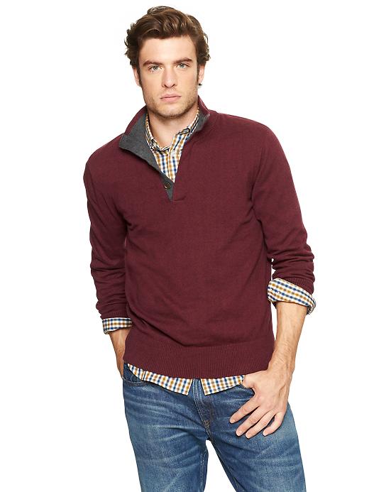 Cotton cashmere button placket sweater Gap