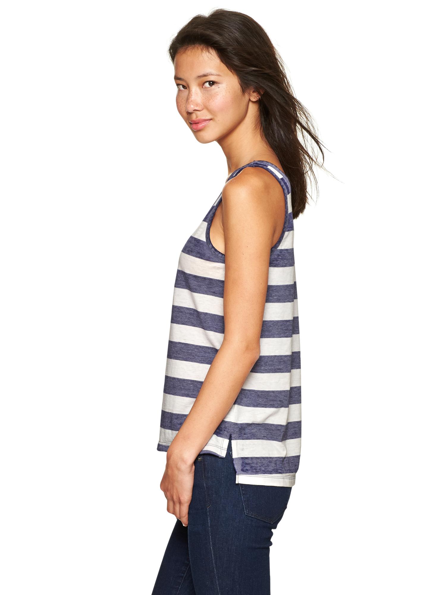 Burnout stripe step-hem tank | Gap