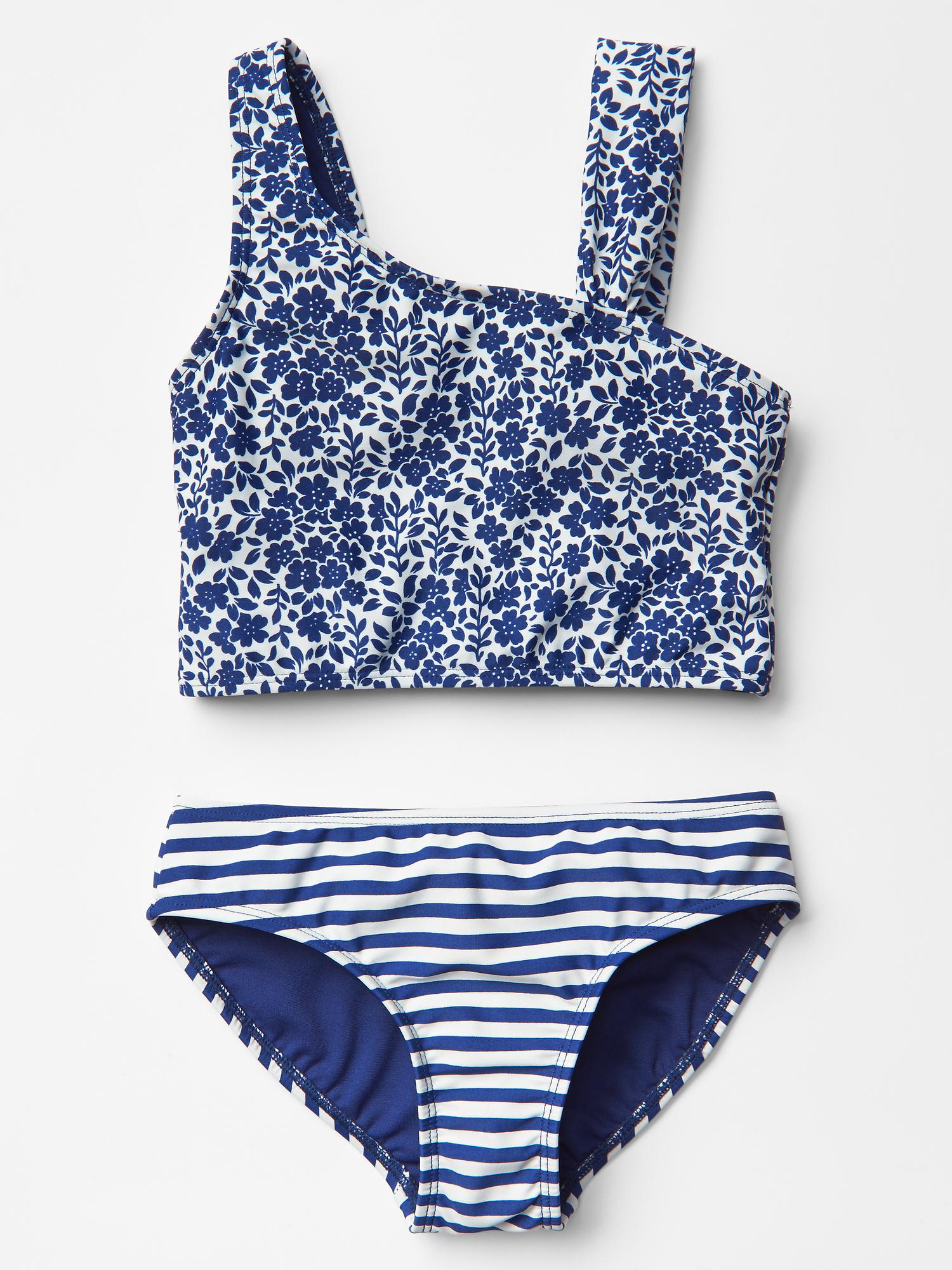 Mix-print asymmetrical swim two-piece | Gap