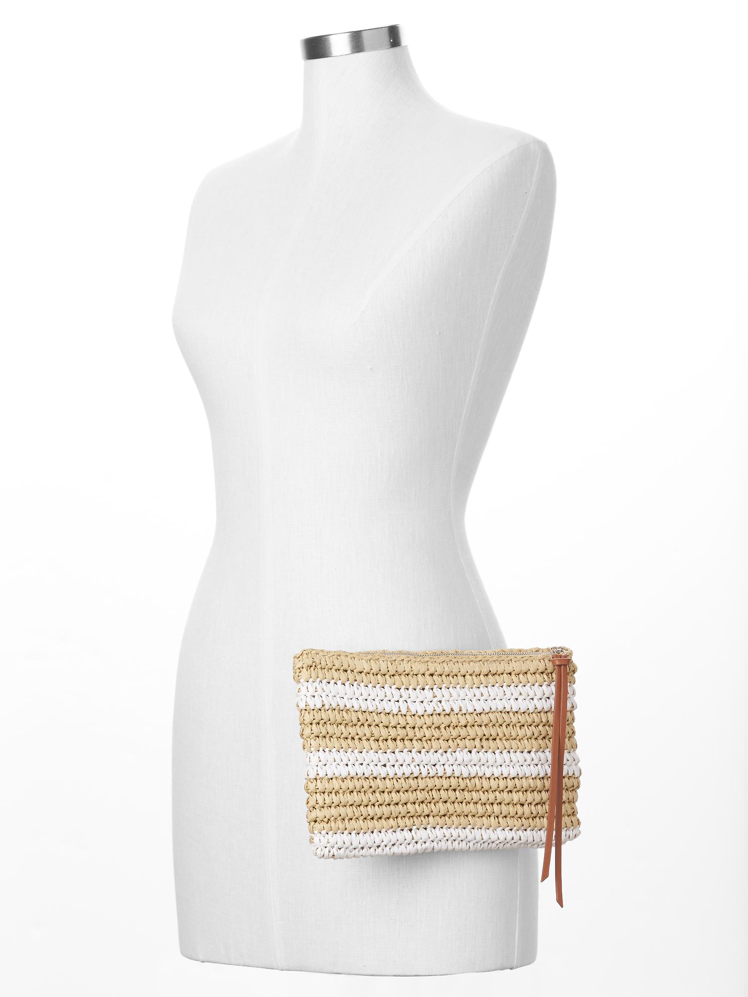 Stripe straw clutch | Gap