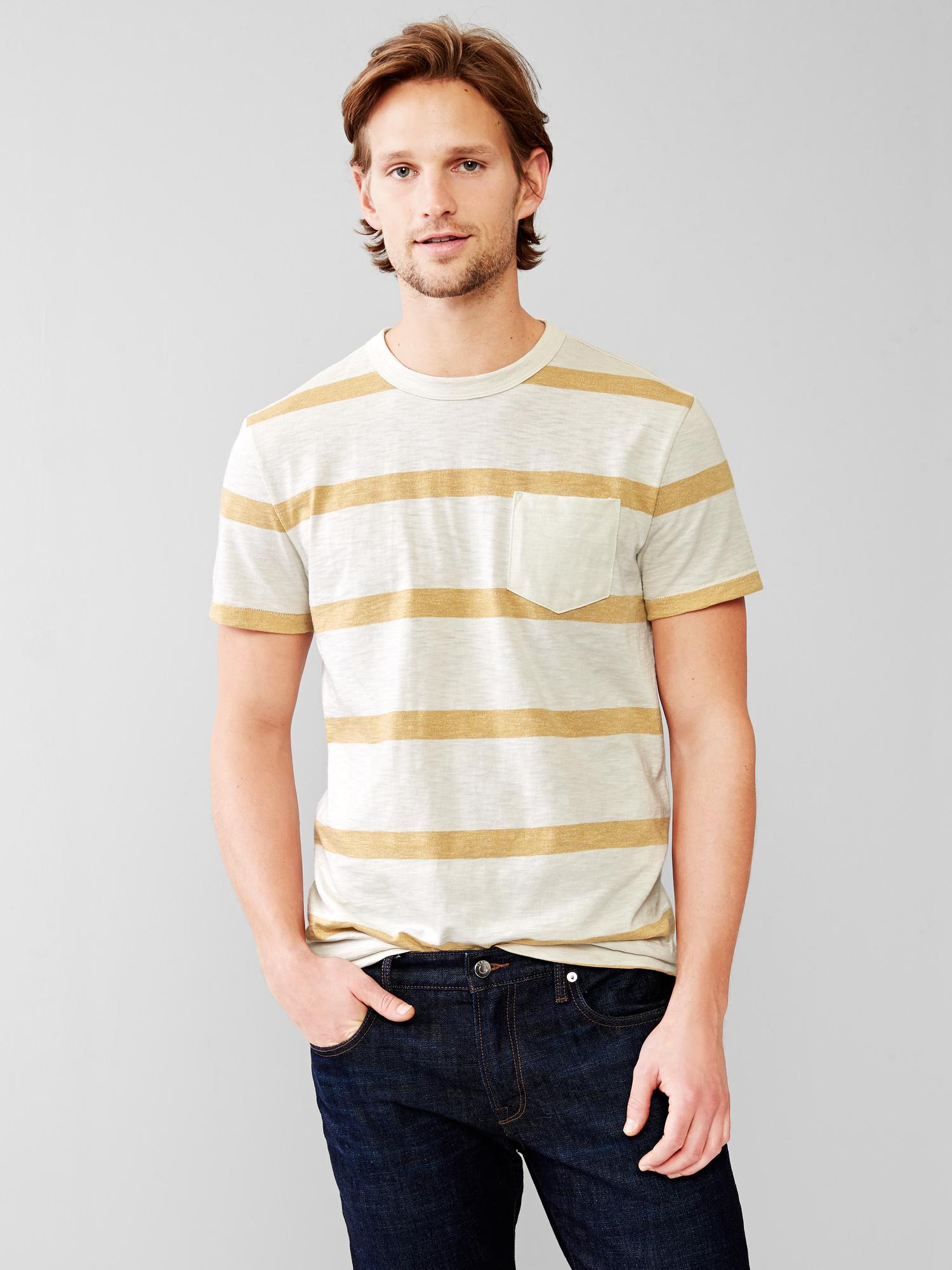 Marled single stripe pocket t-shirt | Gap