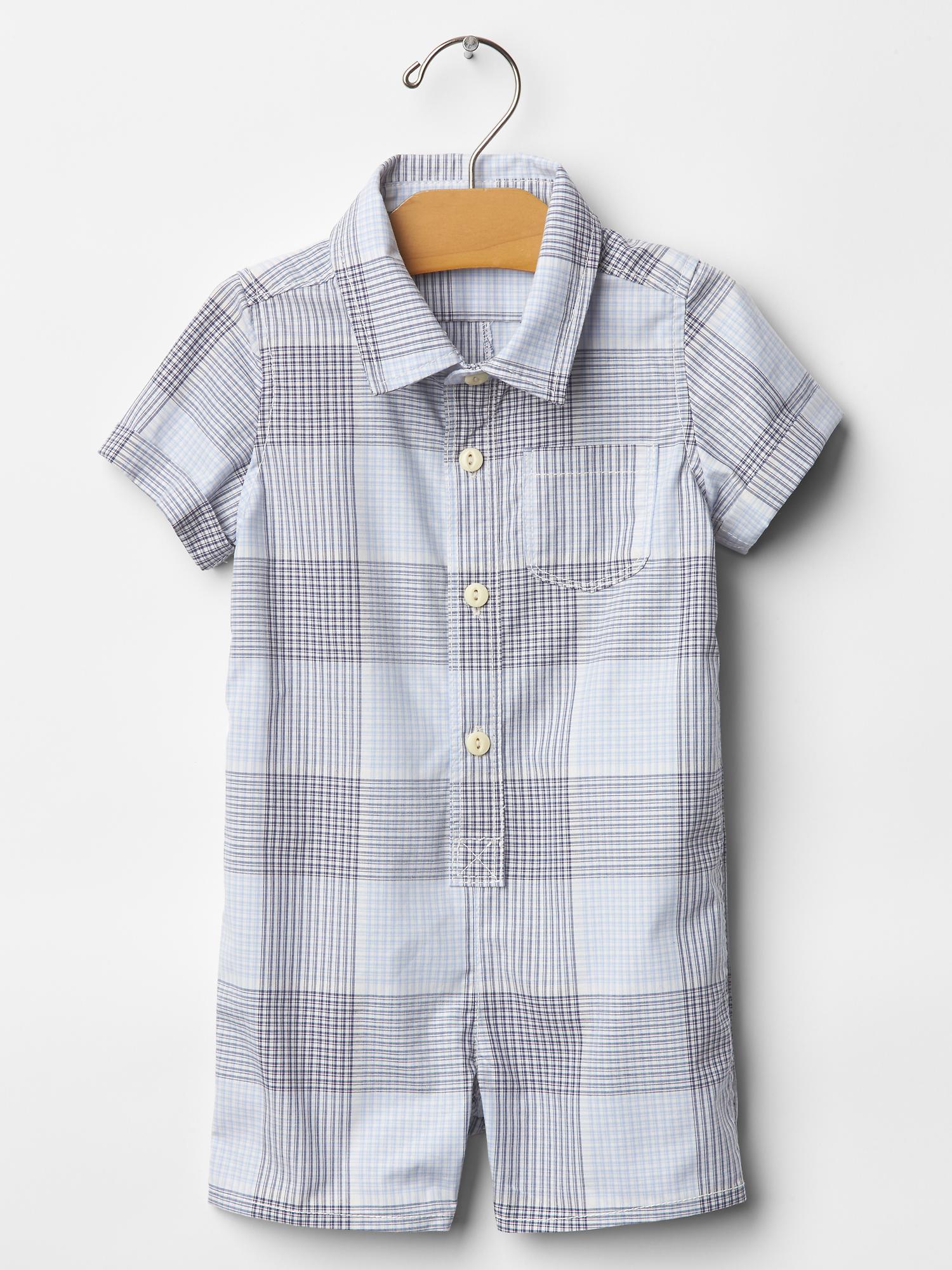 Plaid button-up one-piece | Gap