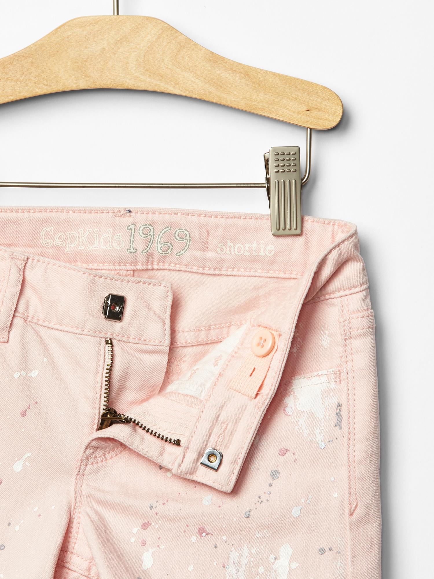 1969 paint splatter denim midi shorts | Gap