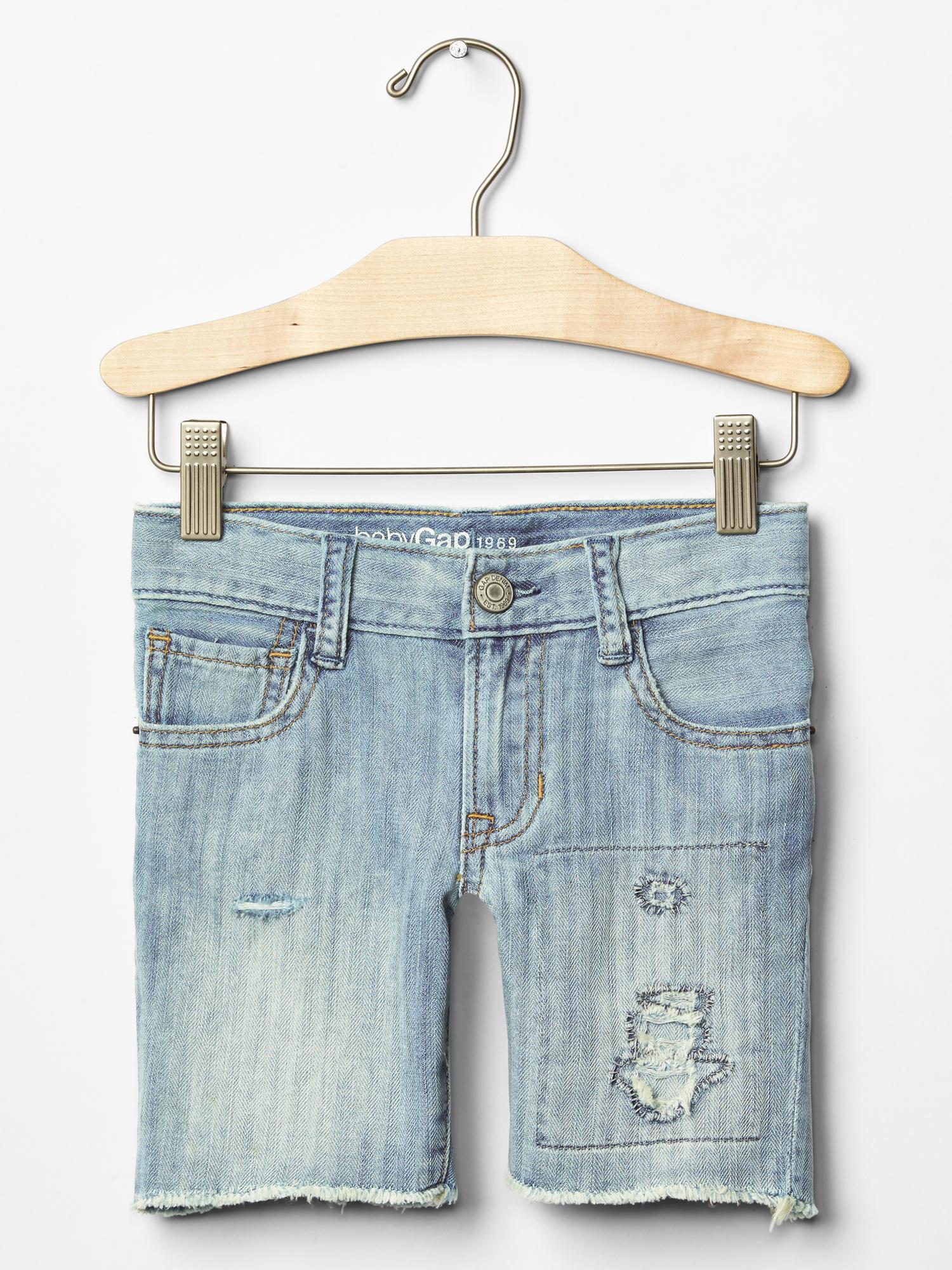 Rip & repair patch denim shorts | Gap