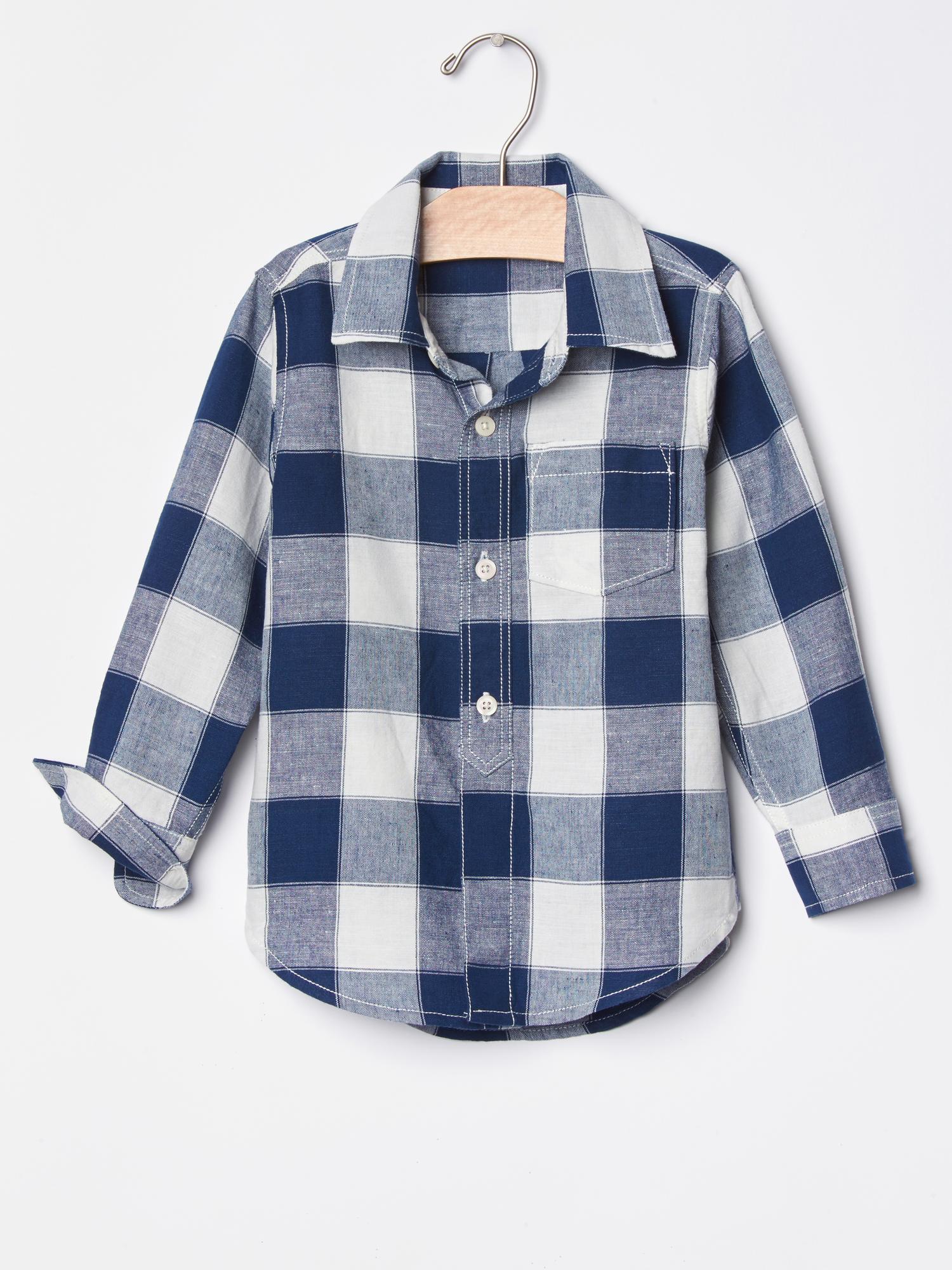 Checkered linen-cotton shirt | Gap