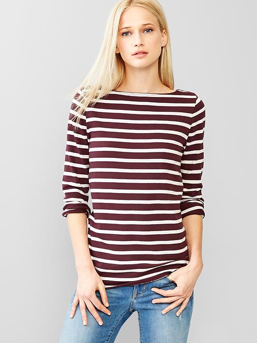 Stripe side-zip boatneck tee | Gap