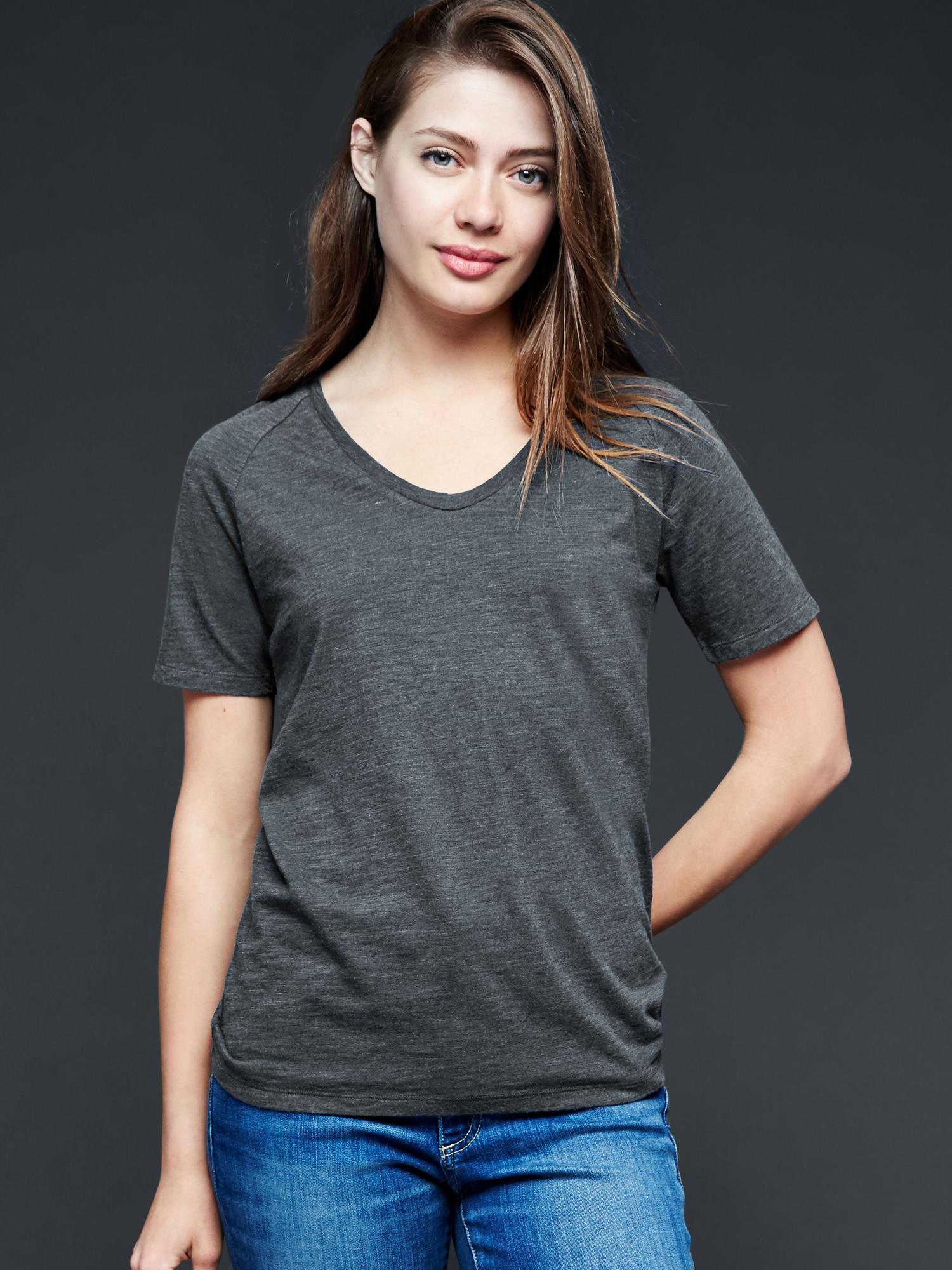 Relaxed U-neck slub tee | Gap