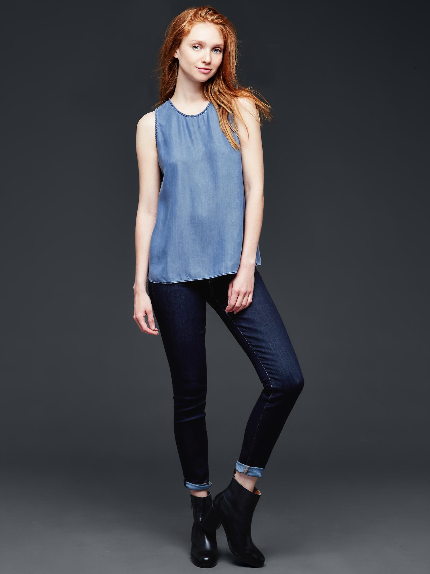 1969 Tencel® denim sleeveless keyhole top | Gap