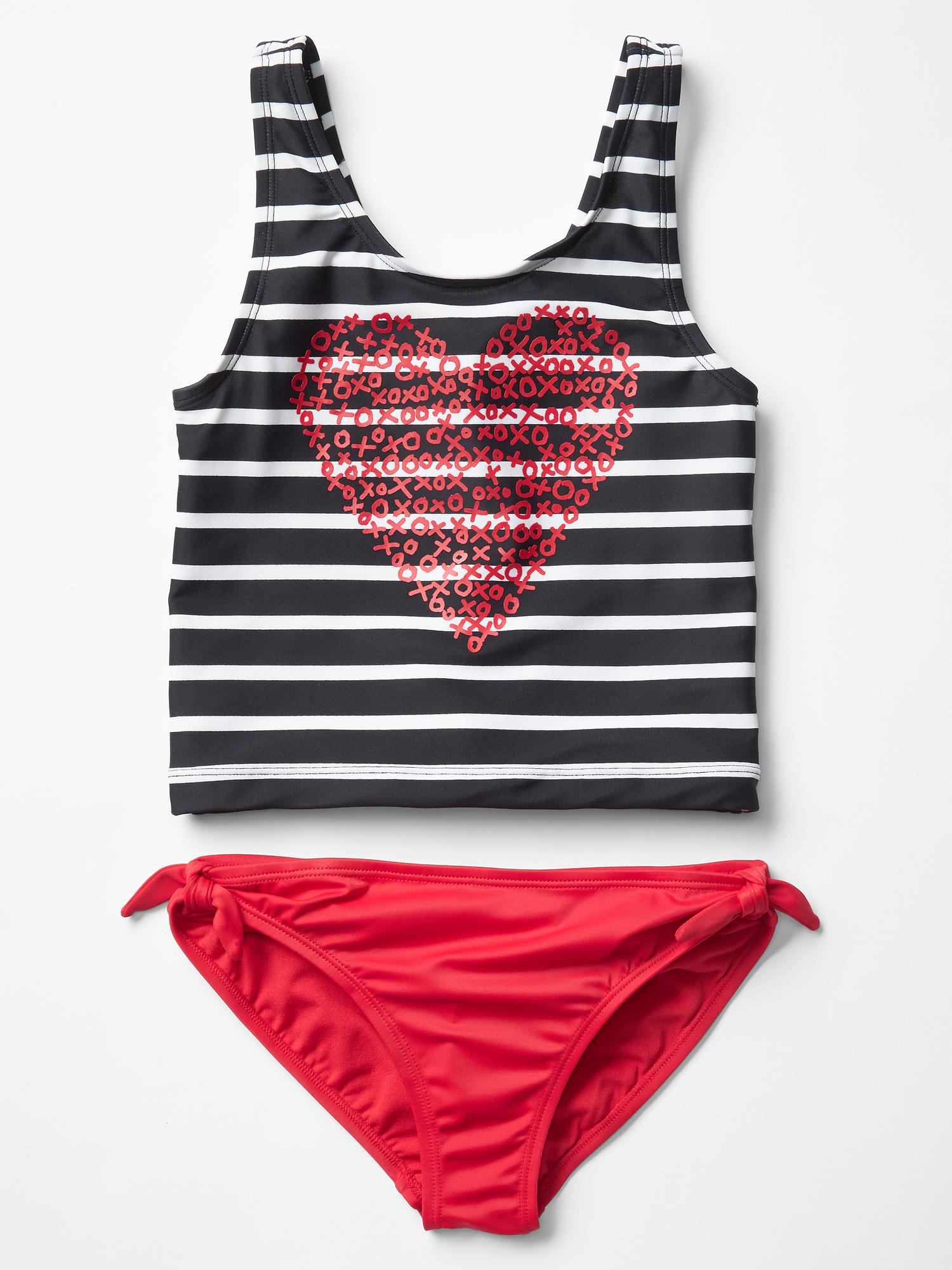 Stripe heart tankini swim two-piece | Gap