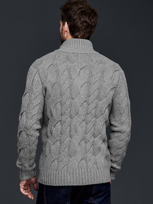 Cable knit mockneck button sweater | Gap