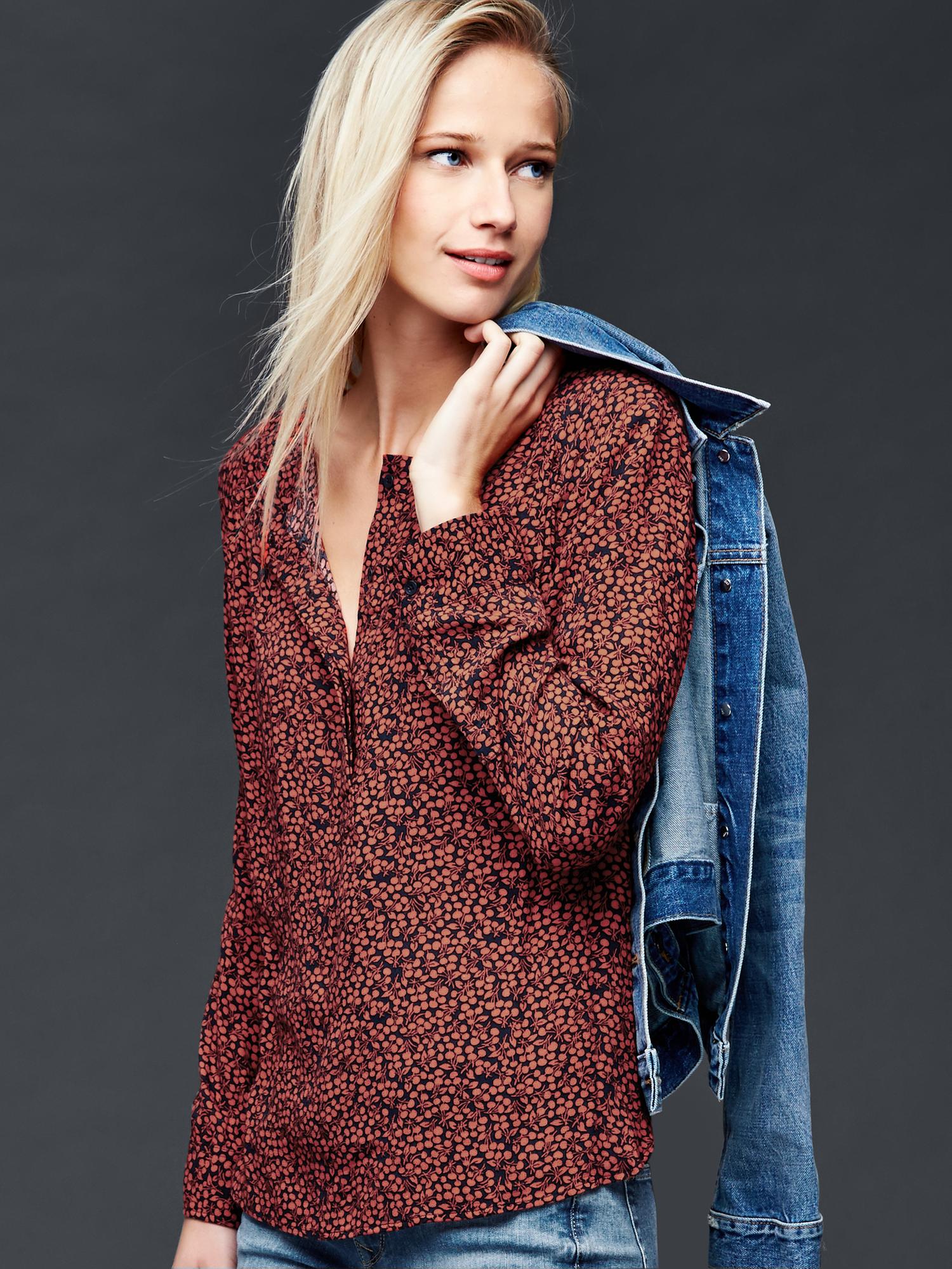 Shirred print blouse | Gap