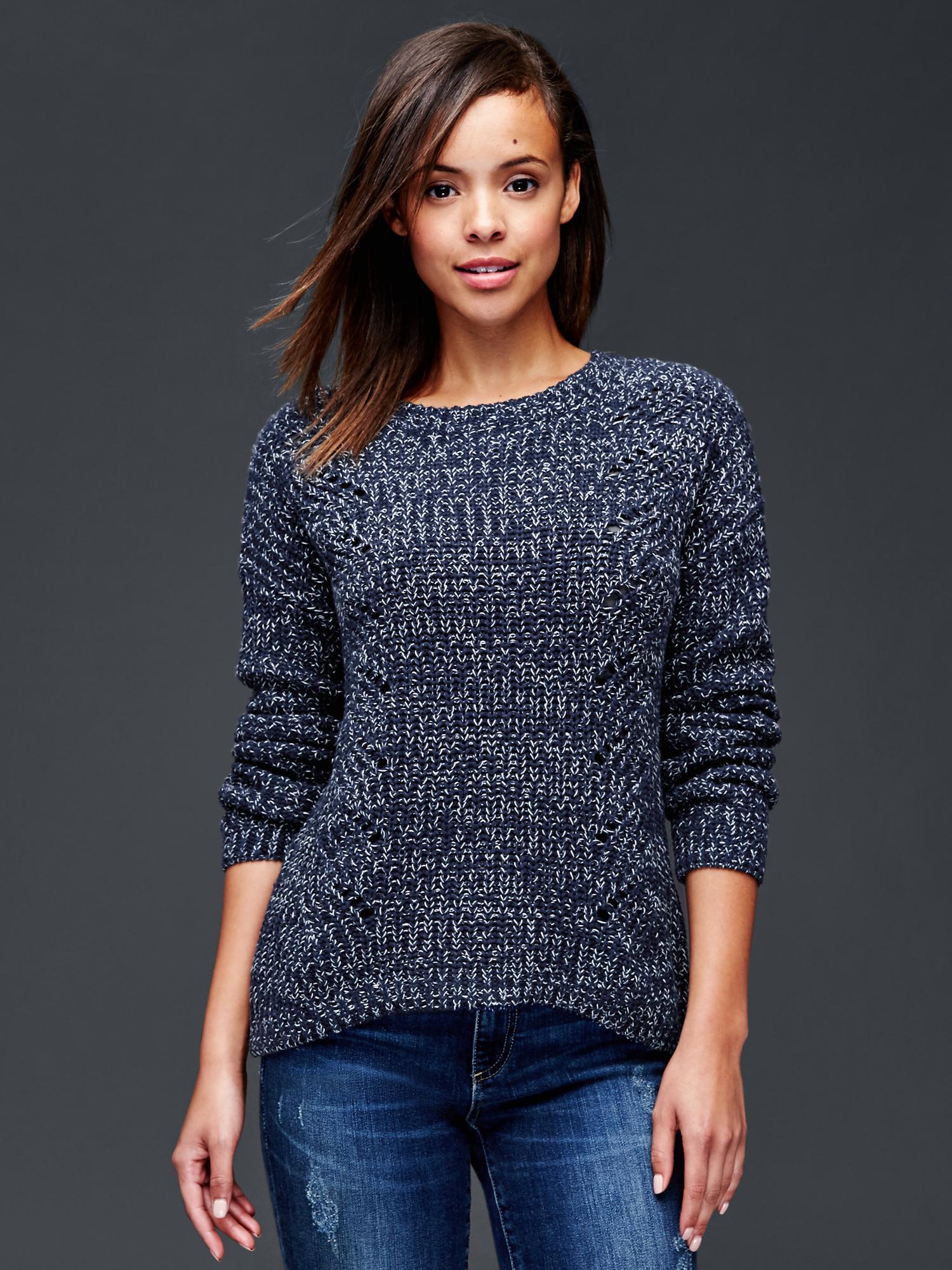 Cotton marled cable braid sweater | Gap