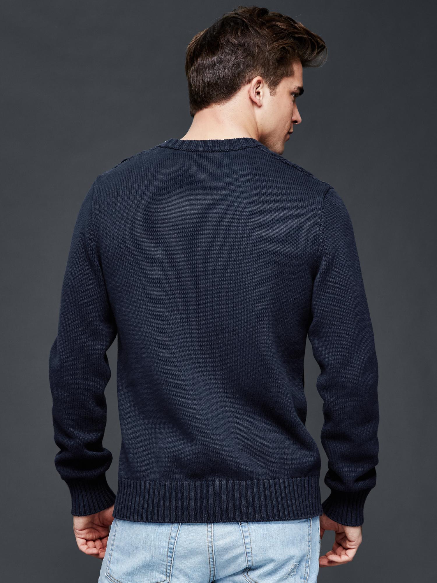 Cable zip-neck crew sweater | Gap