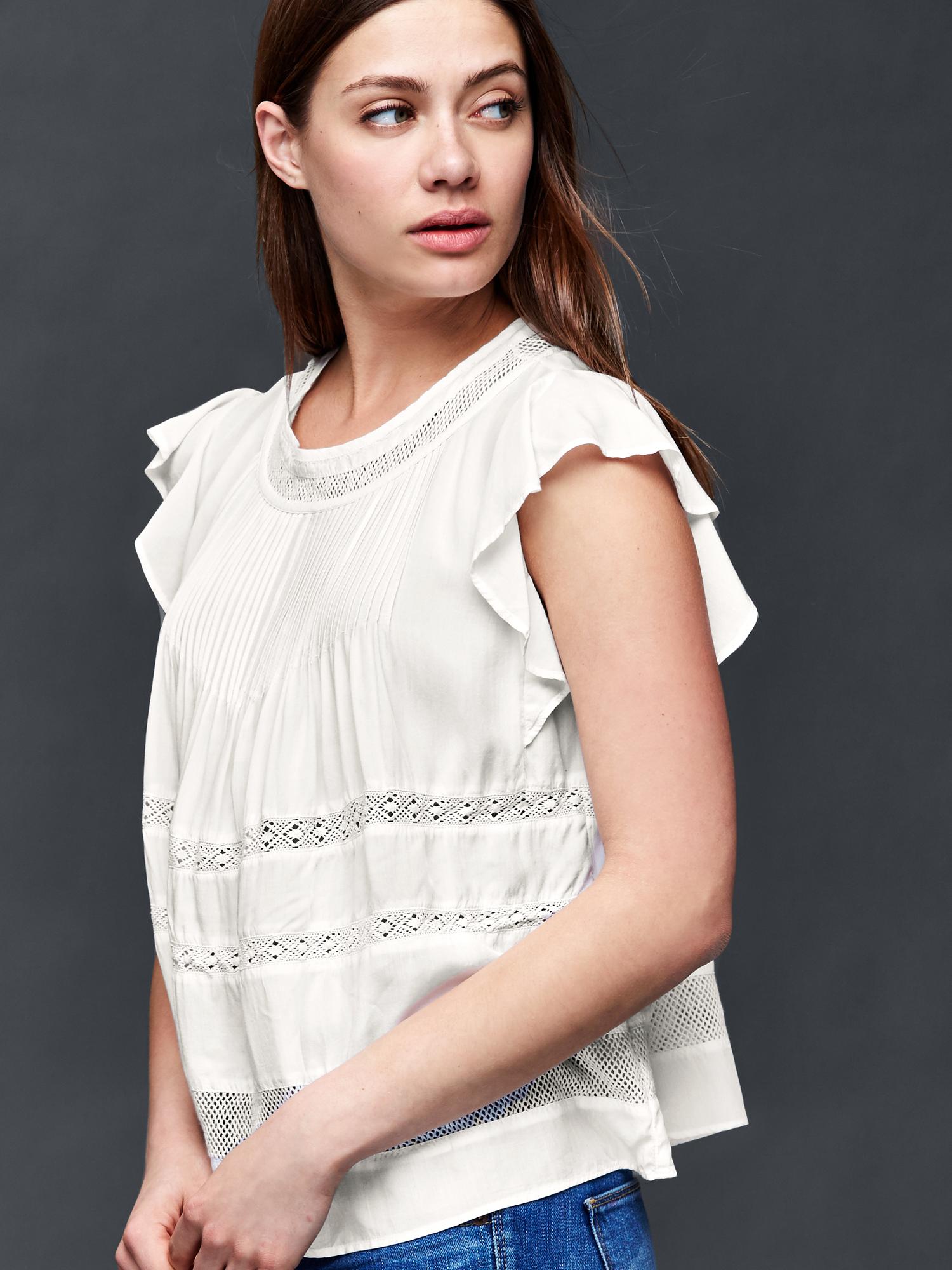 Pintuck mix-mesh top | Gap