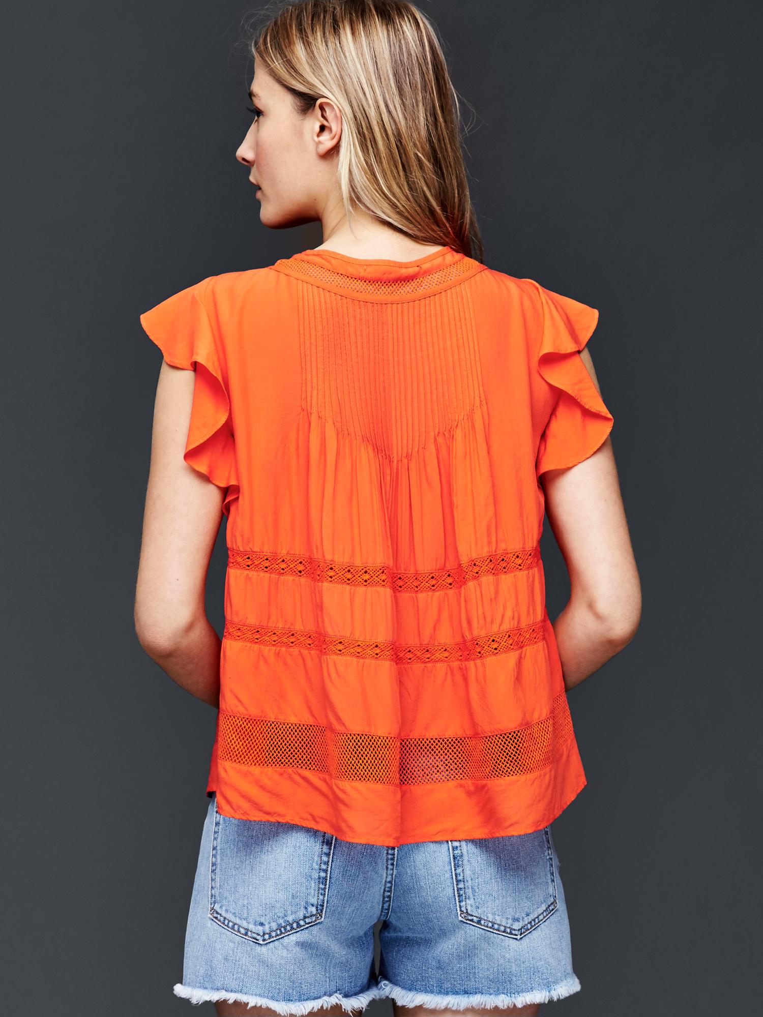 Pintuck mix-mesh top | Gap
