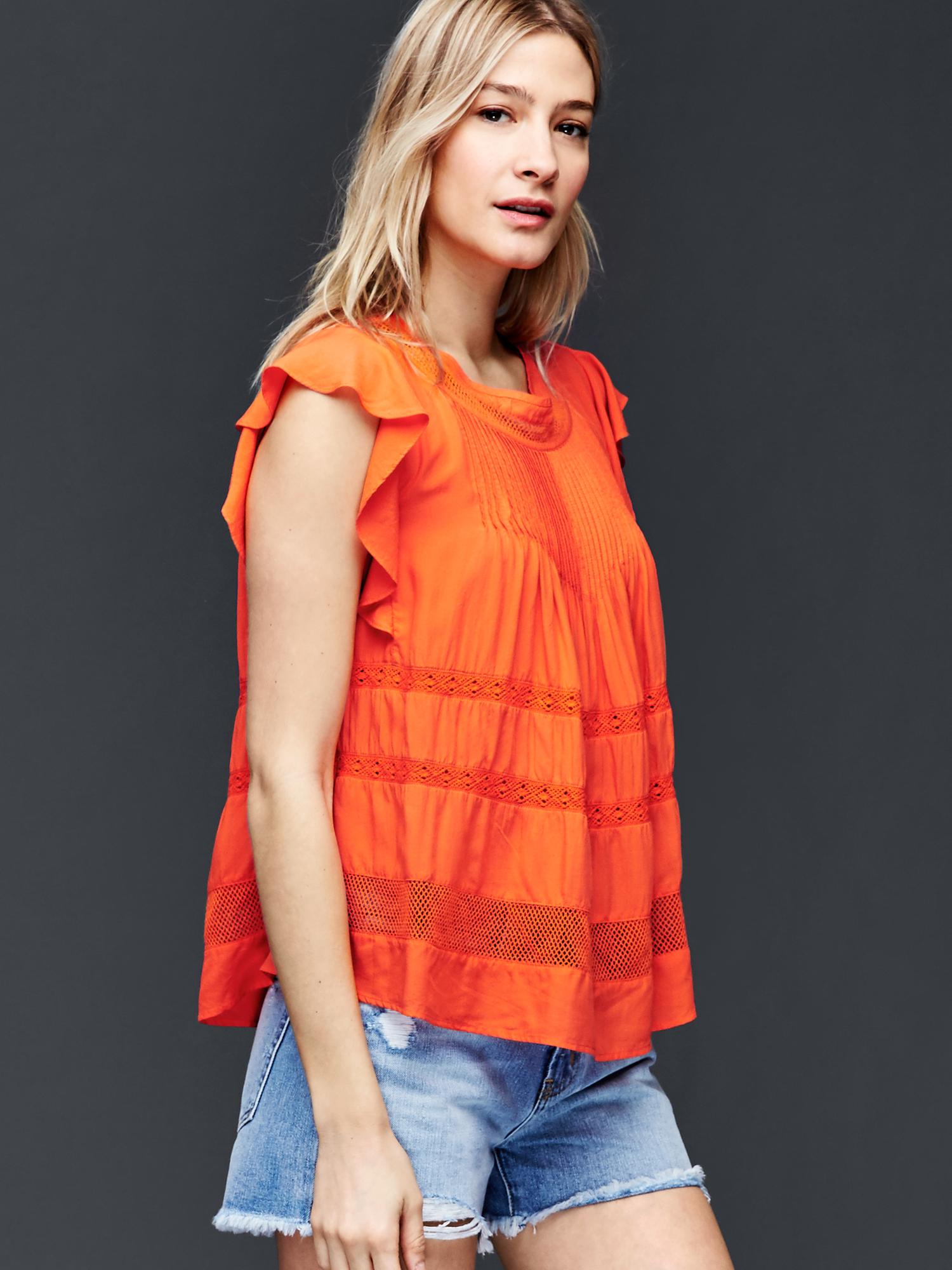 Pintuck mix-mesh top | Gap