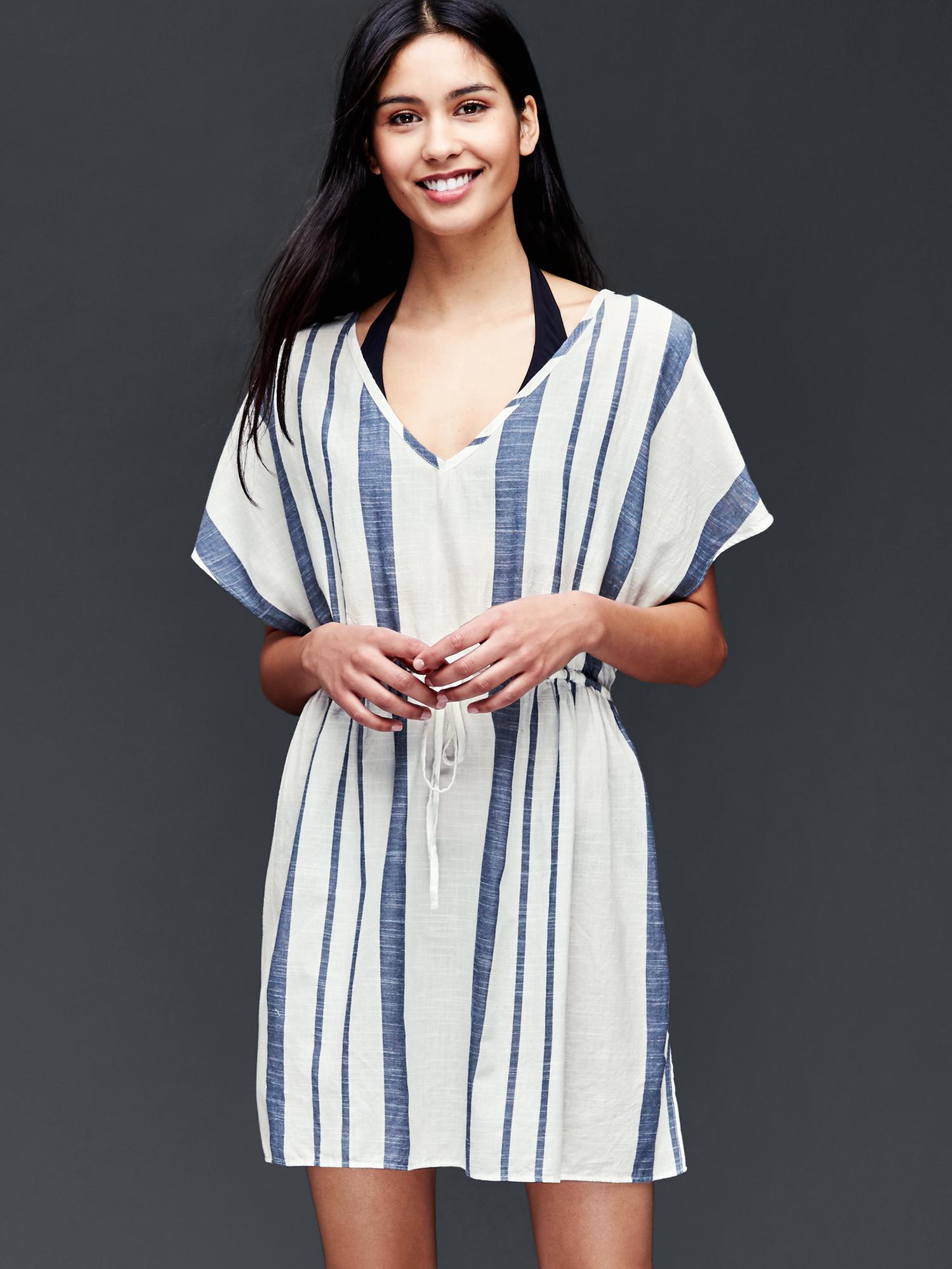 Cotton navy stripe cover up | Gap