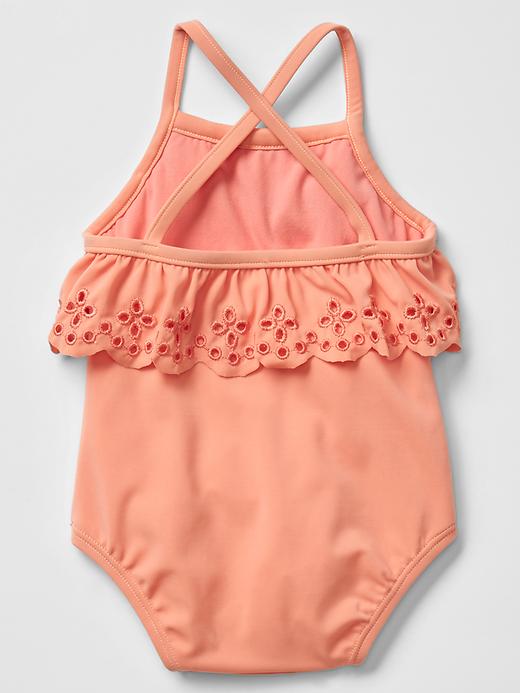 Eyelet ruffle swim one-piece | Gap