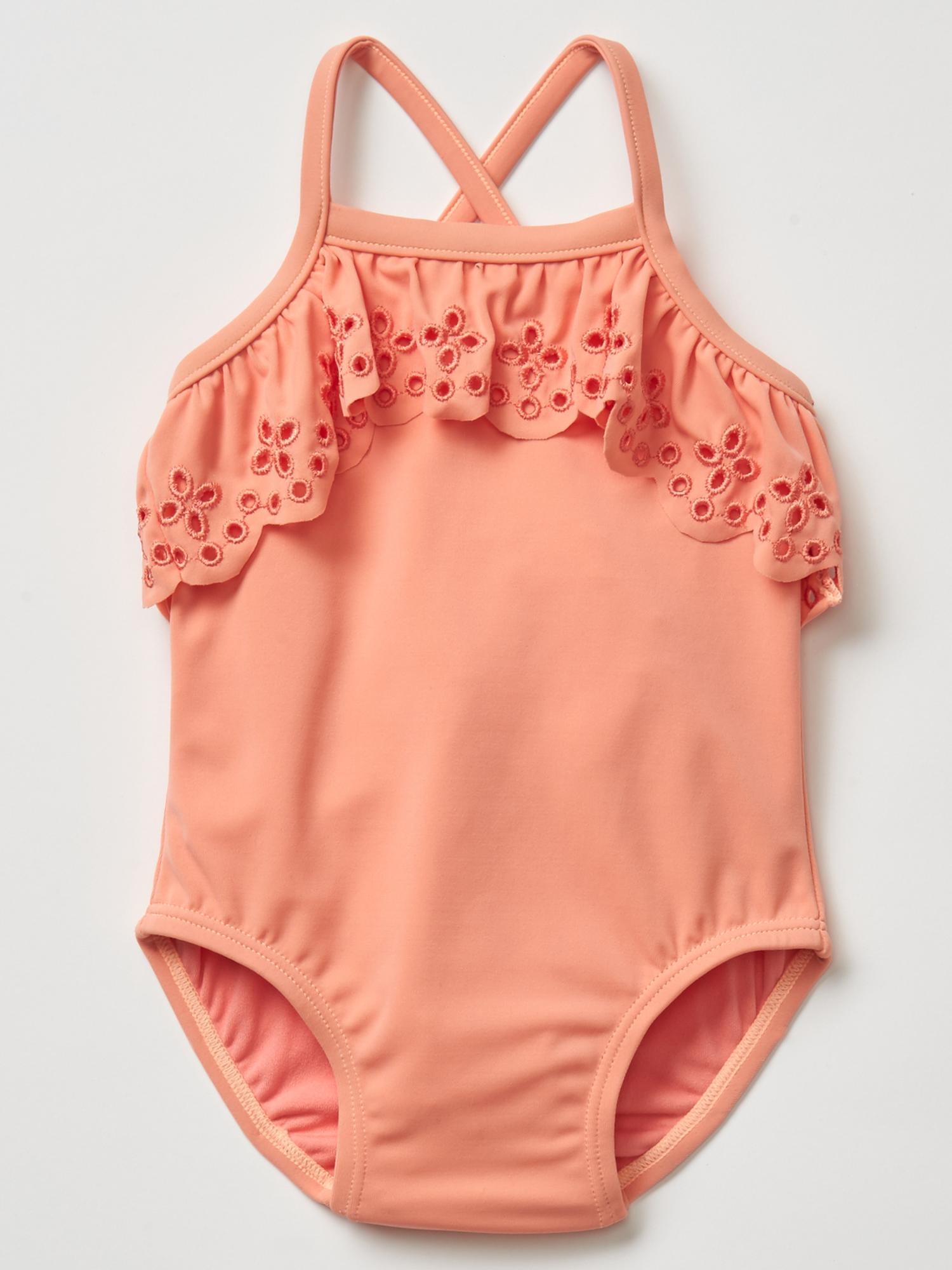 Eyelet ruffle swim one-piece | Gap