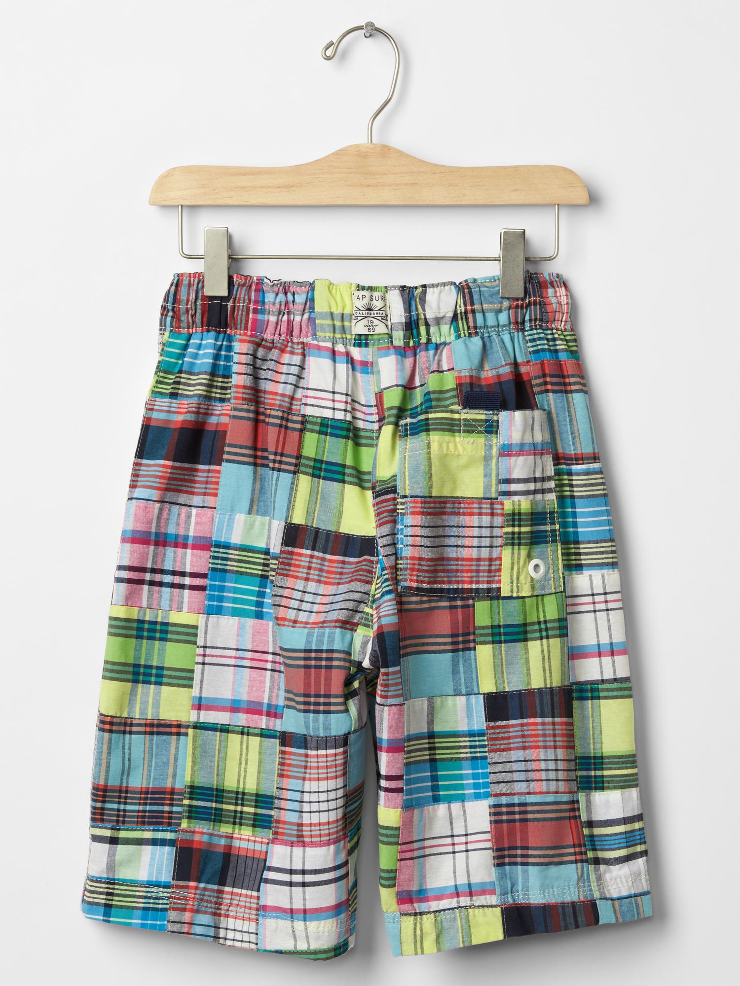 Patchwork plaid board shorts | Gap
