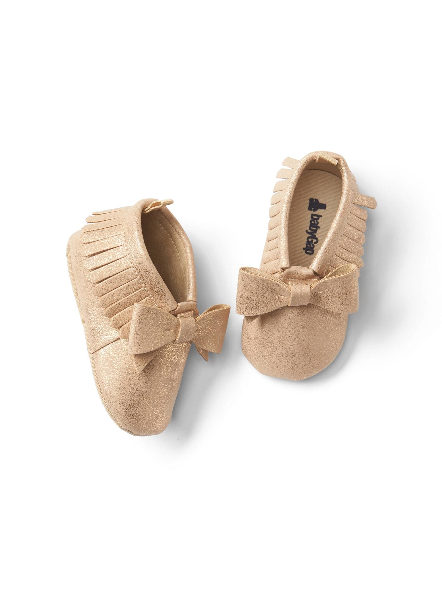 Metallic fringe bow moccasins | Gap