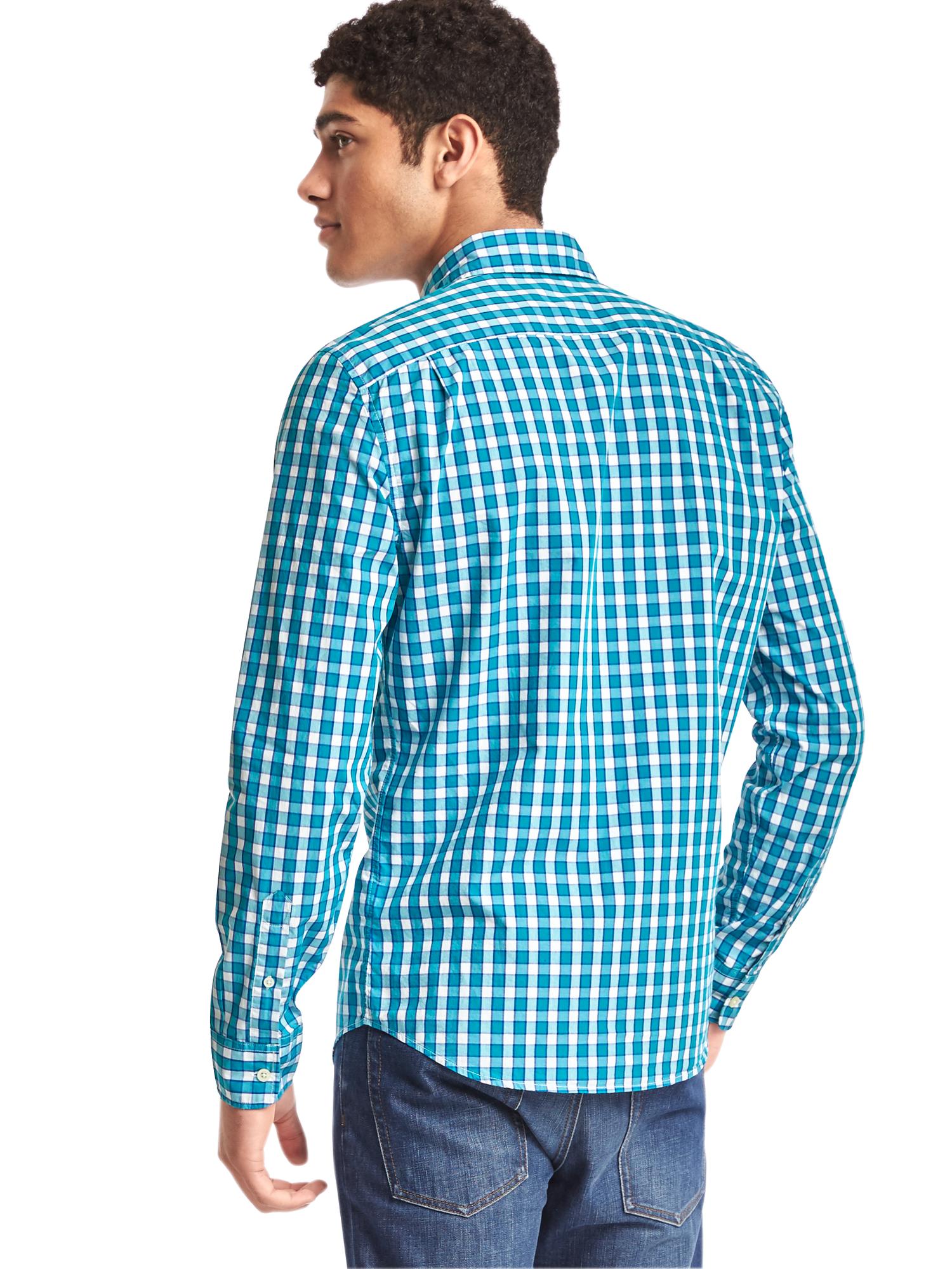 True wash checkered slim fit shirt | Gap