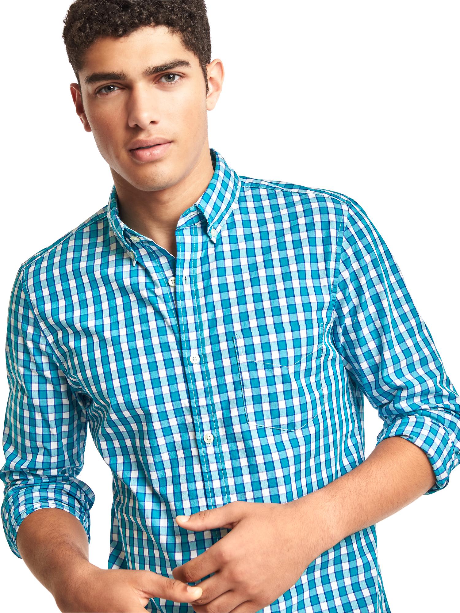 True wash checkered slim fit shirt | Gap