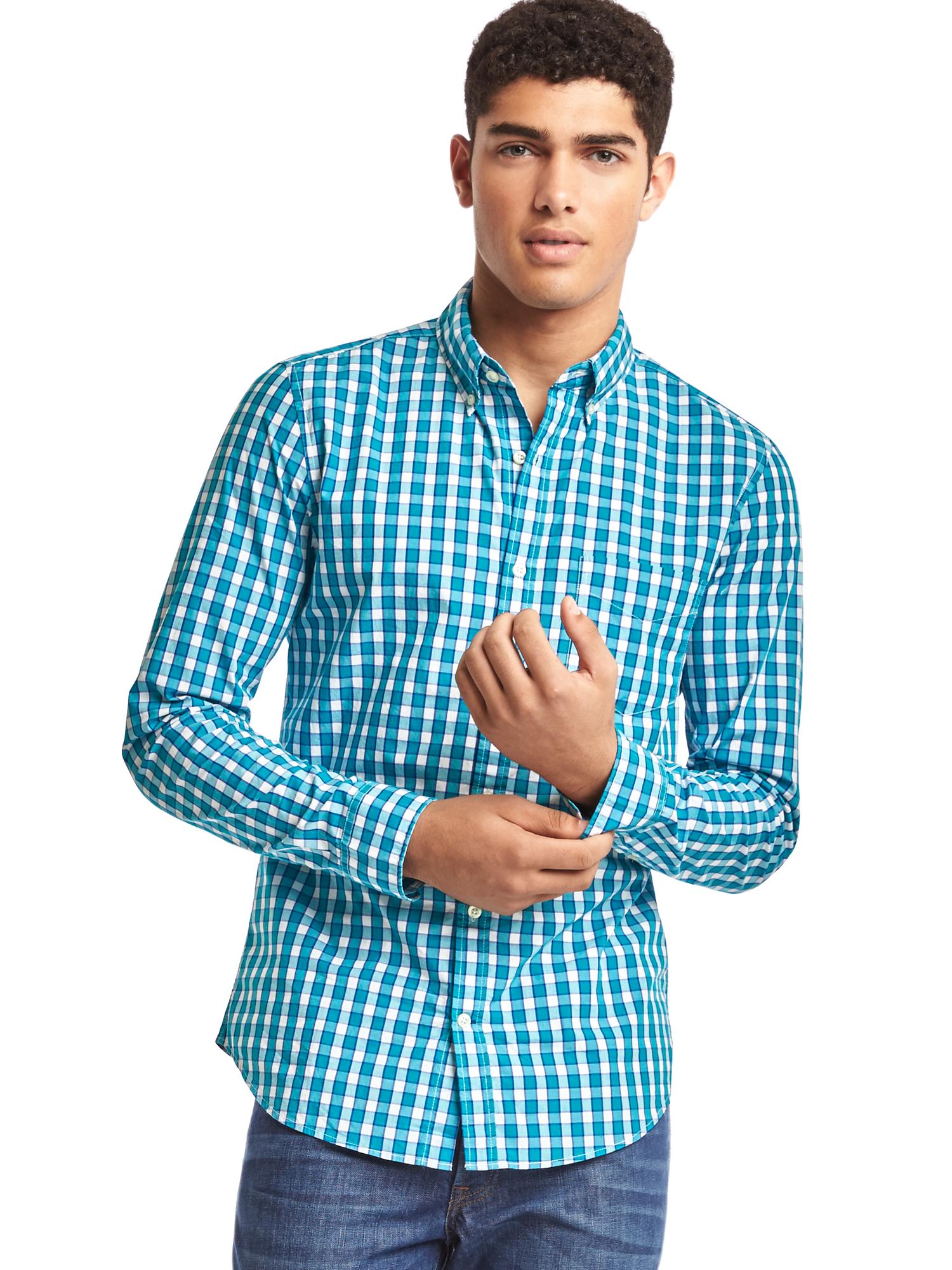 True wash checkered slim fit shirt | Gap