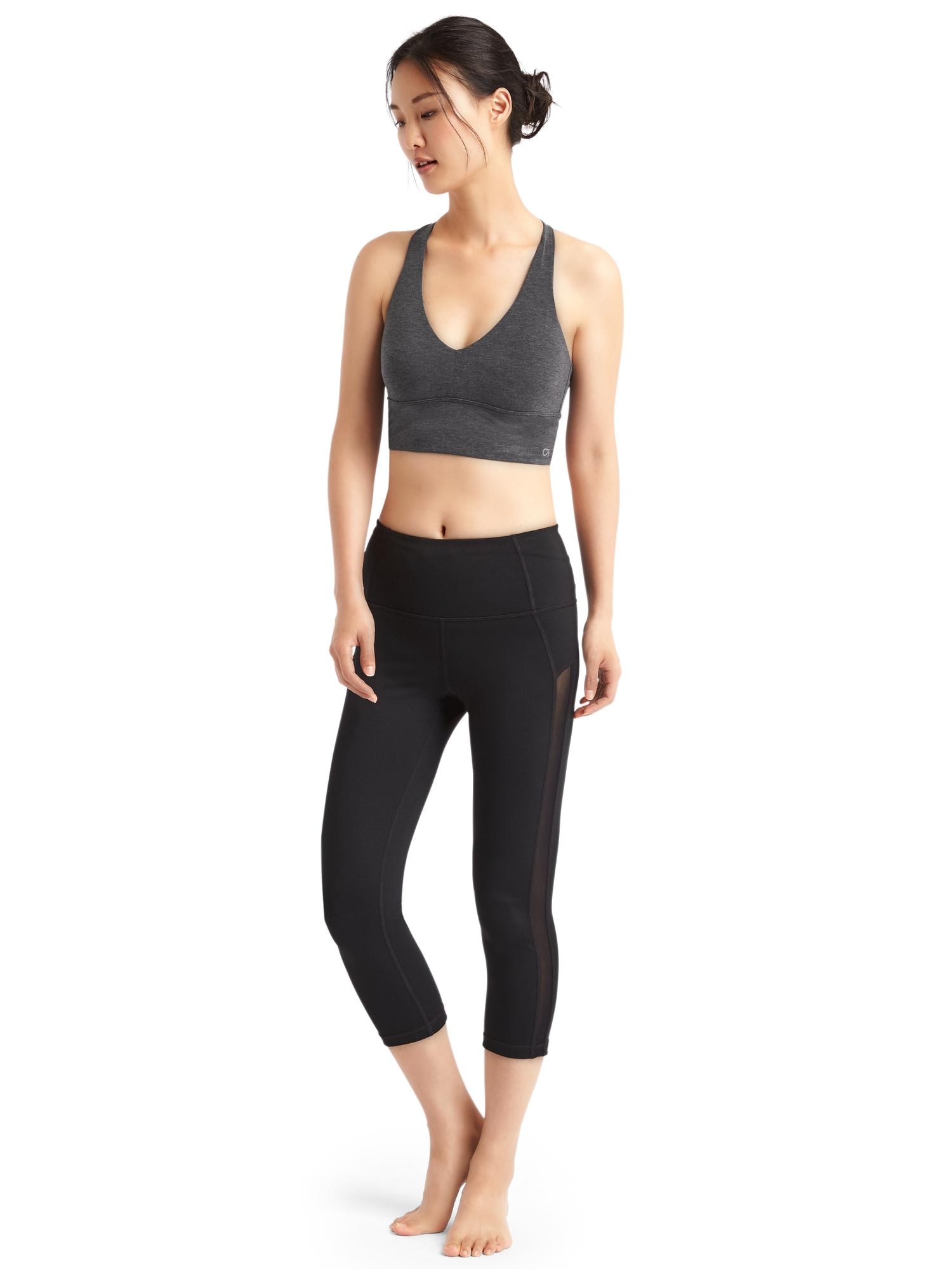 GapFit Blackout Technology mesh-stripe high rise capris | Gap