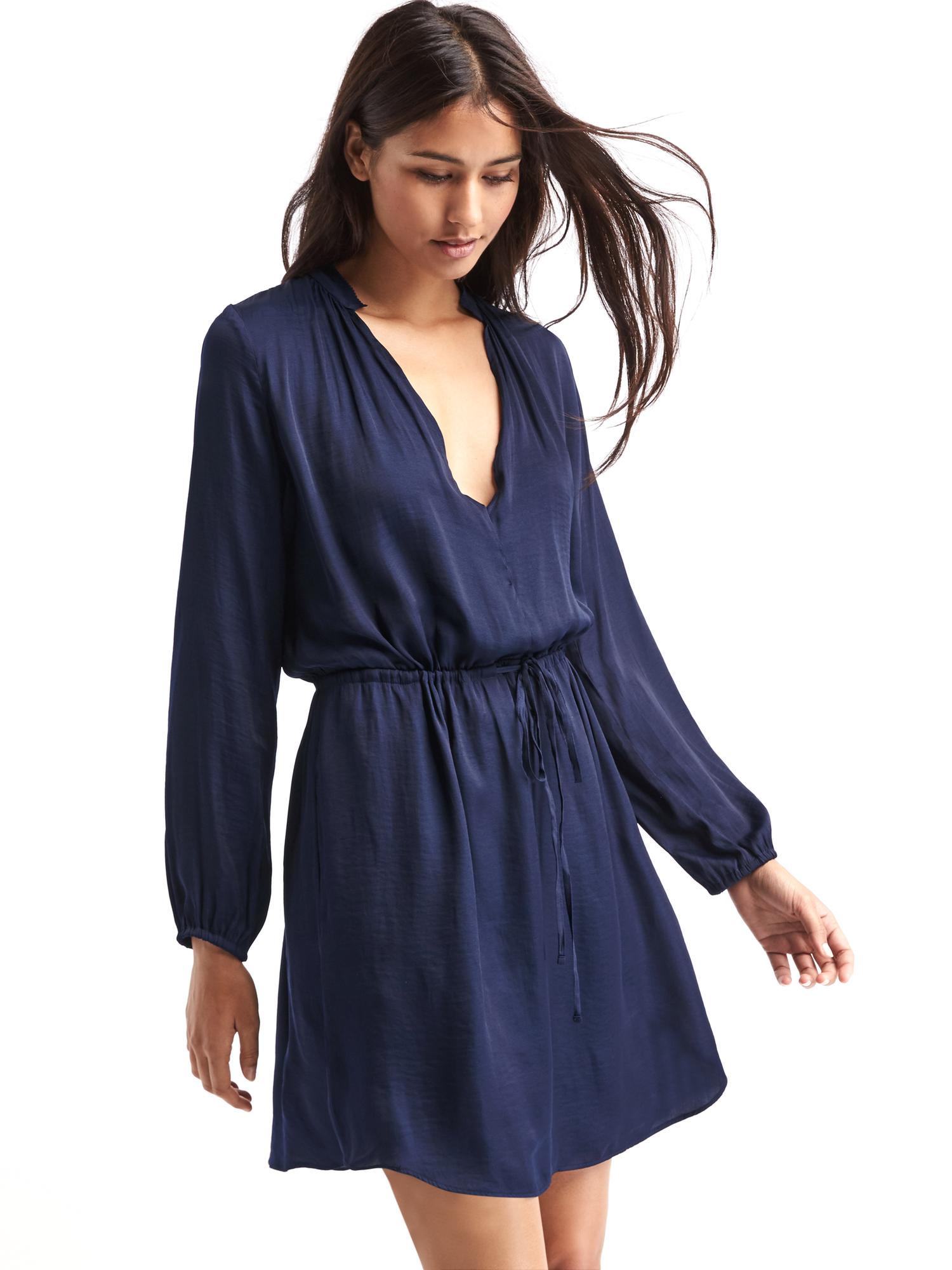 Silky split-neck dress | Gap