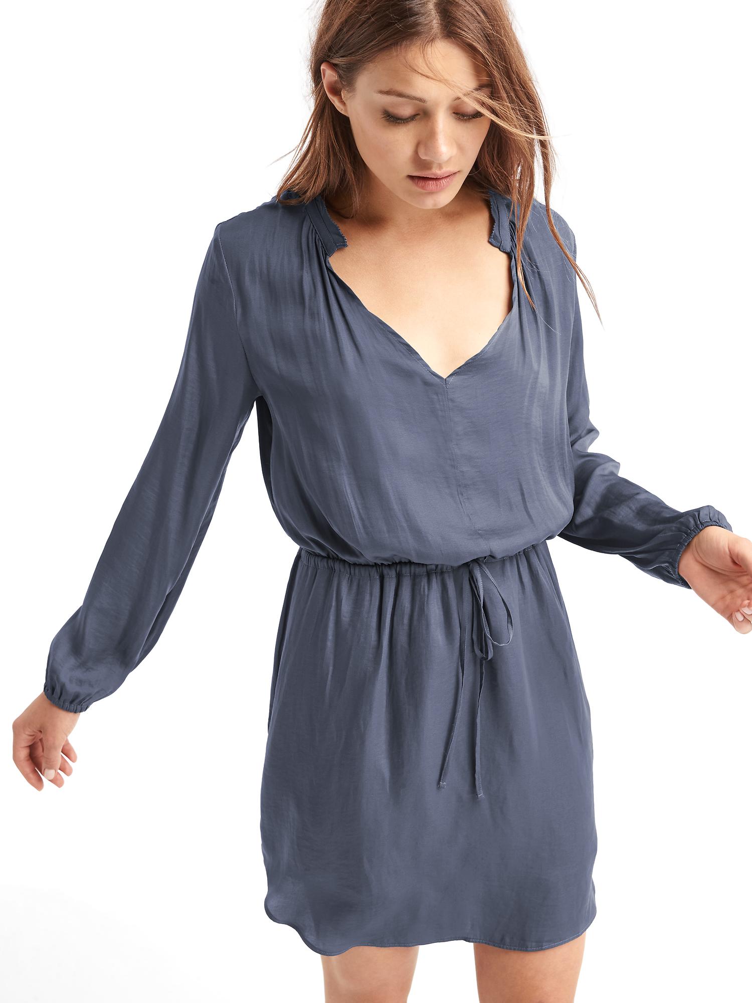 Silky split-neck dress | Gap