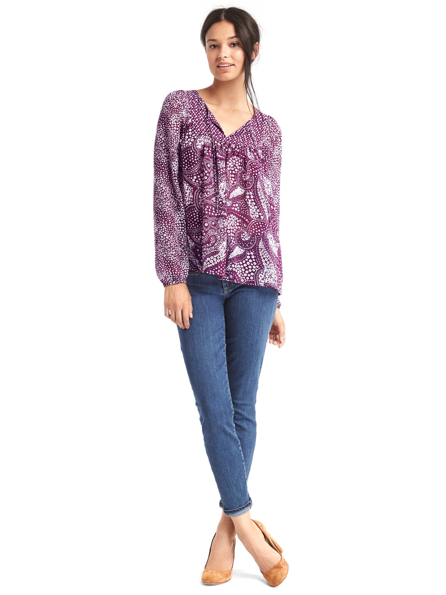 Split neck print blouse | Gap