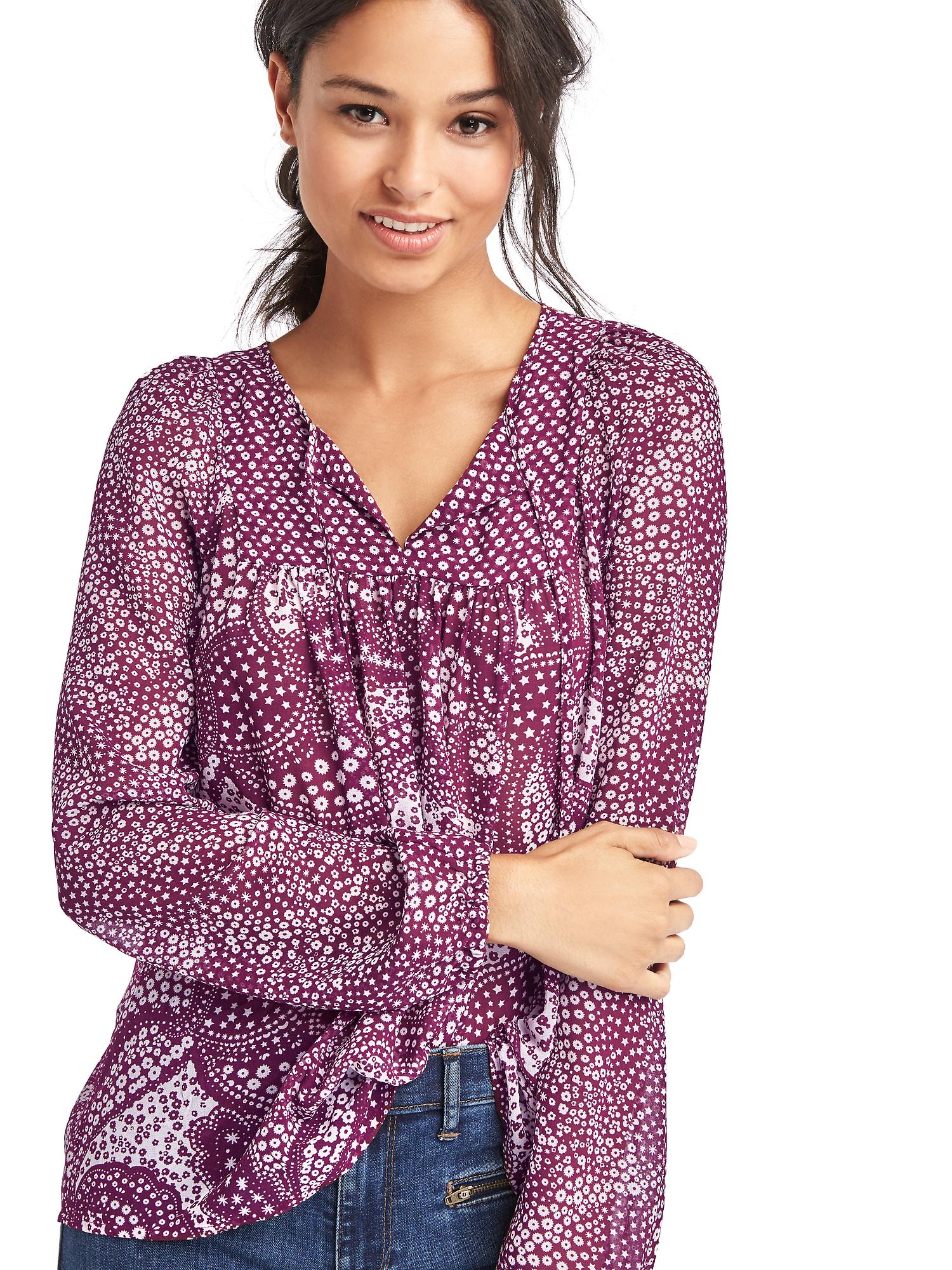 Split neck print blouse | Gap
