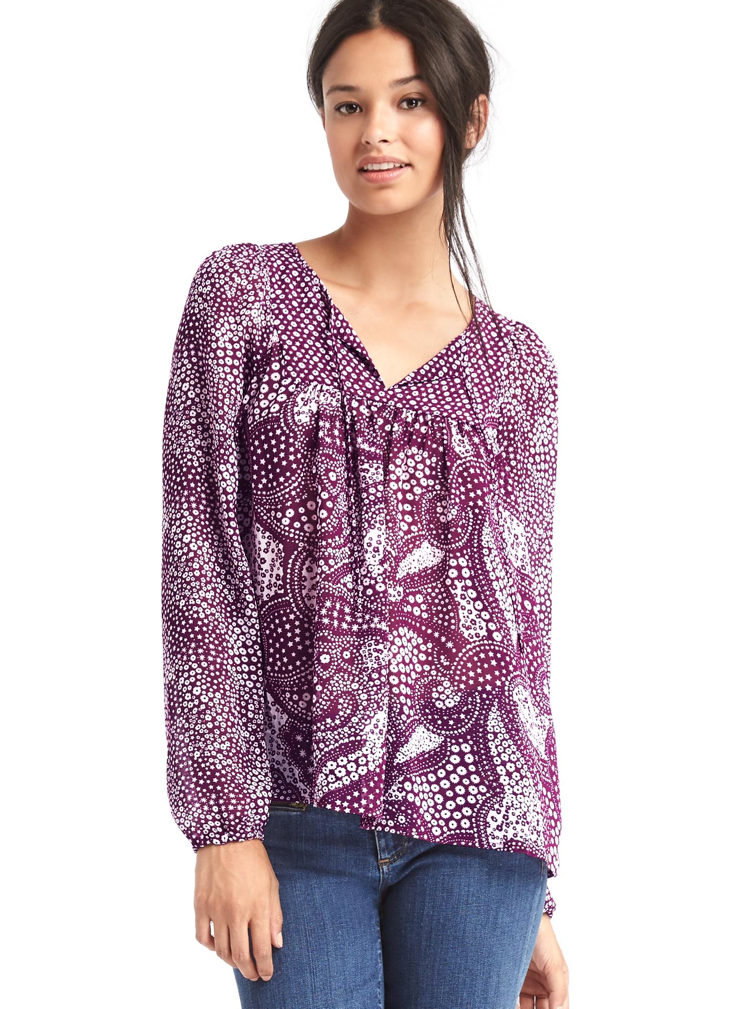 Split neck print blouse | Gap