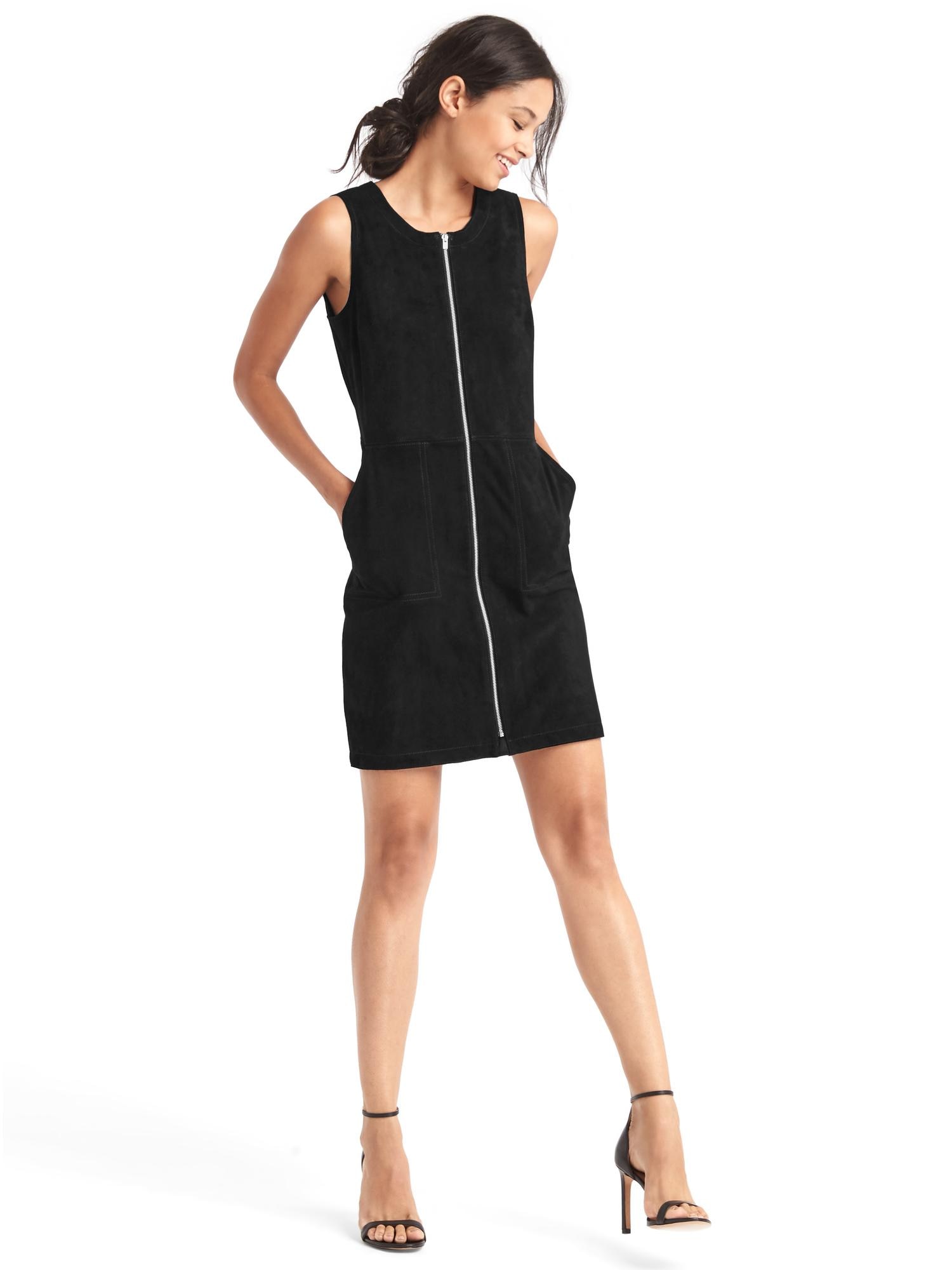Suede zip shift dress | Gap