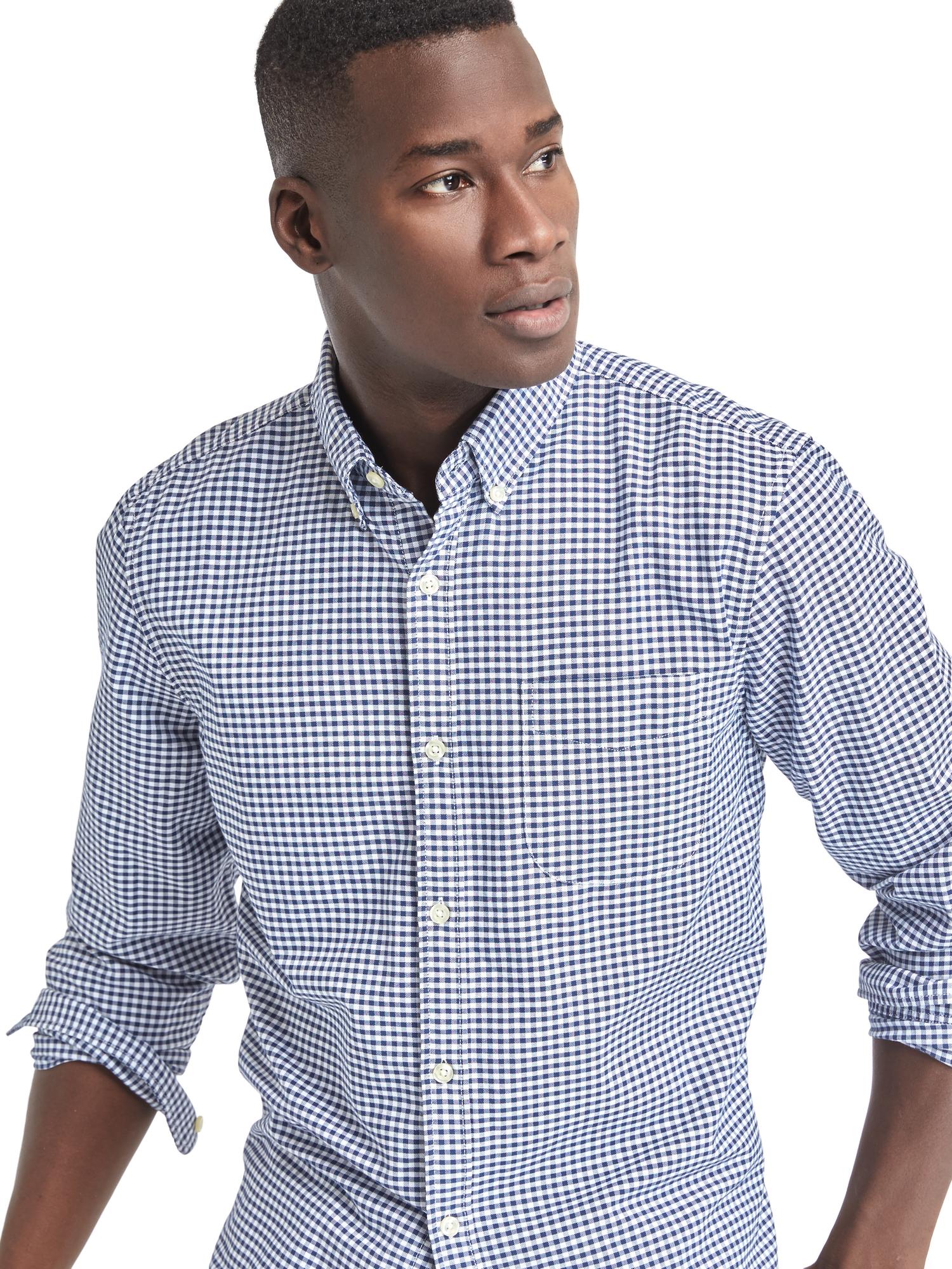 Oxford micro gingham slim fit shirt | Gap
