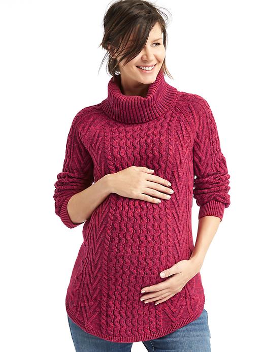 Maternity cable knit turtleneck sweater | Gap