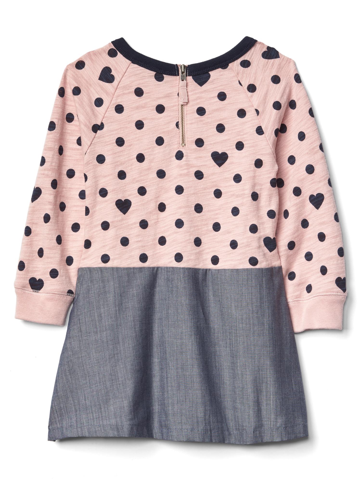 Dots & hearts mix-fabric dress | Gap