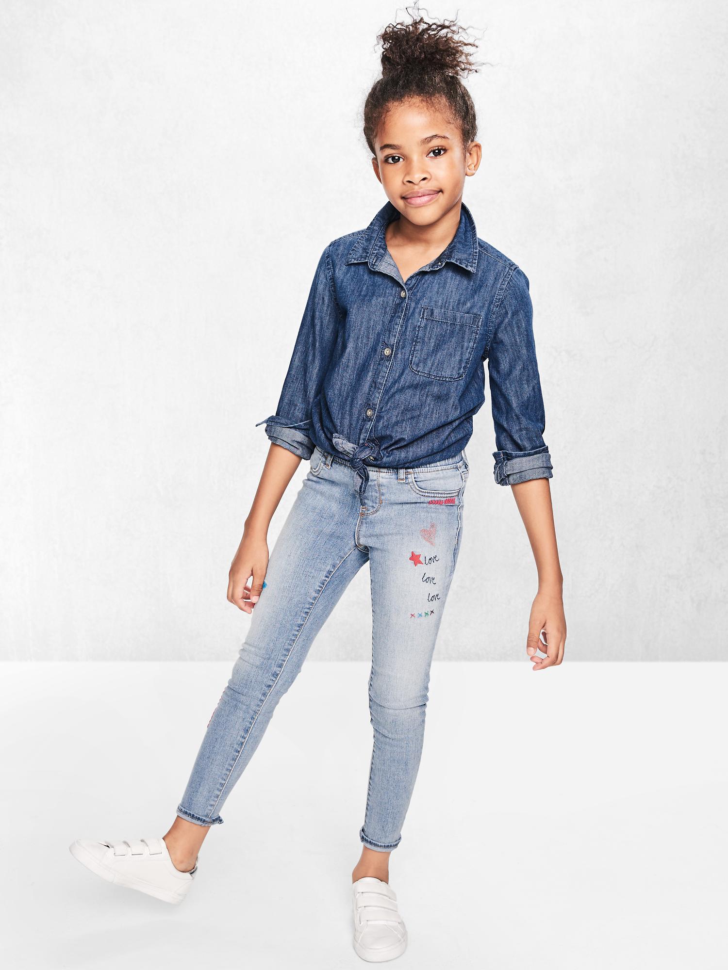 High stretch doodle embroidery skimmer jeggings | Gap