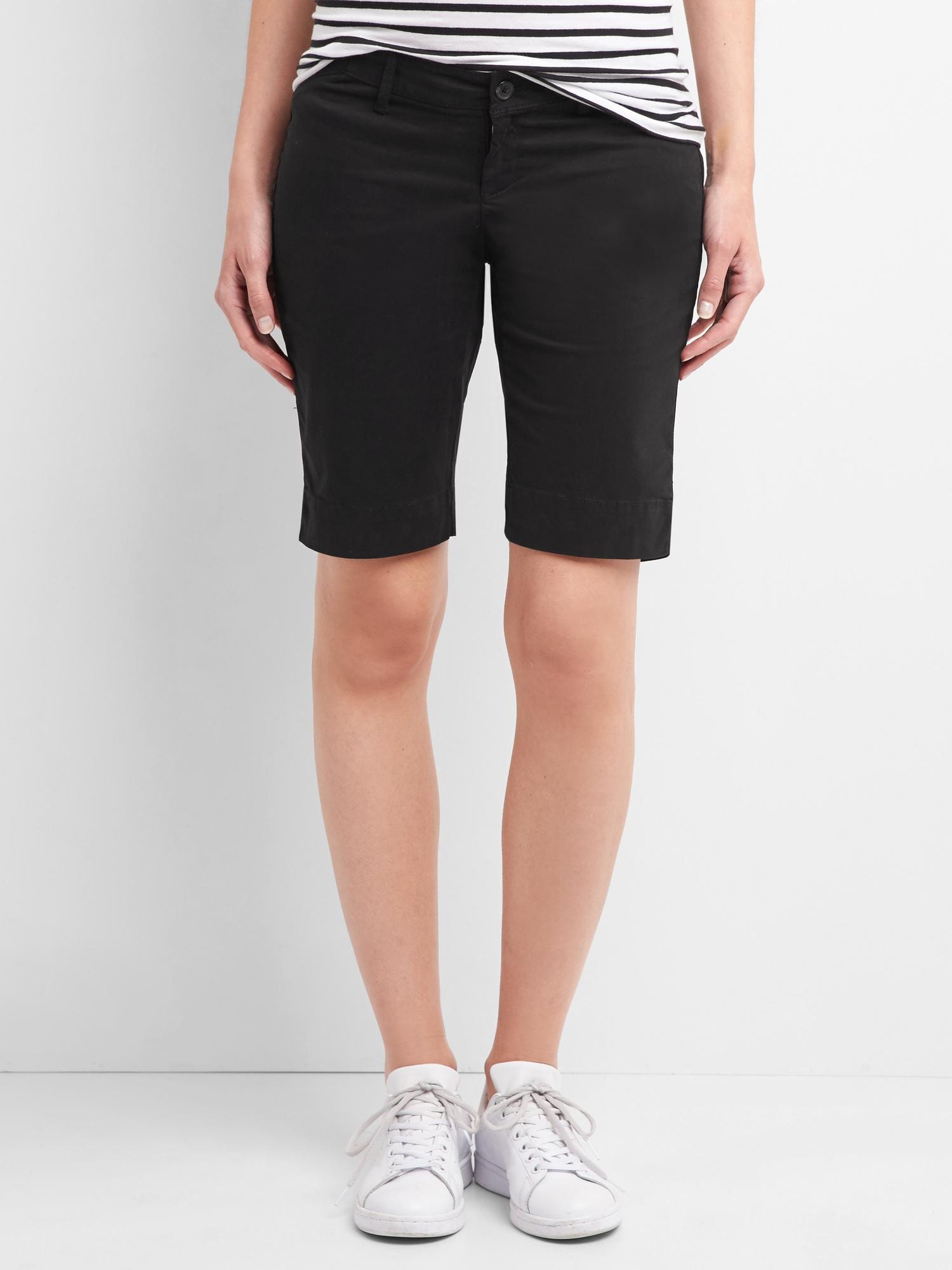 10" Maternity Inset Panels Khaki Bermuda Shorts | Gap