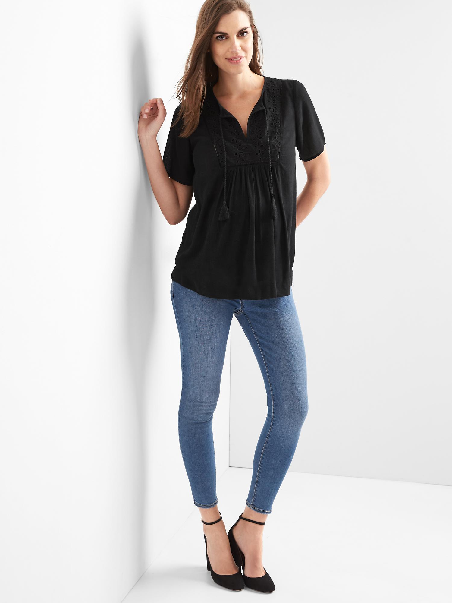Maternity tassel eyelet top | Gap