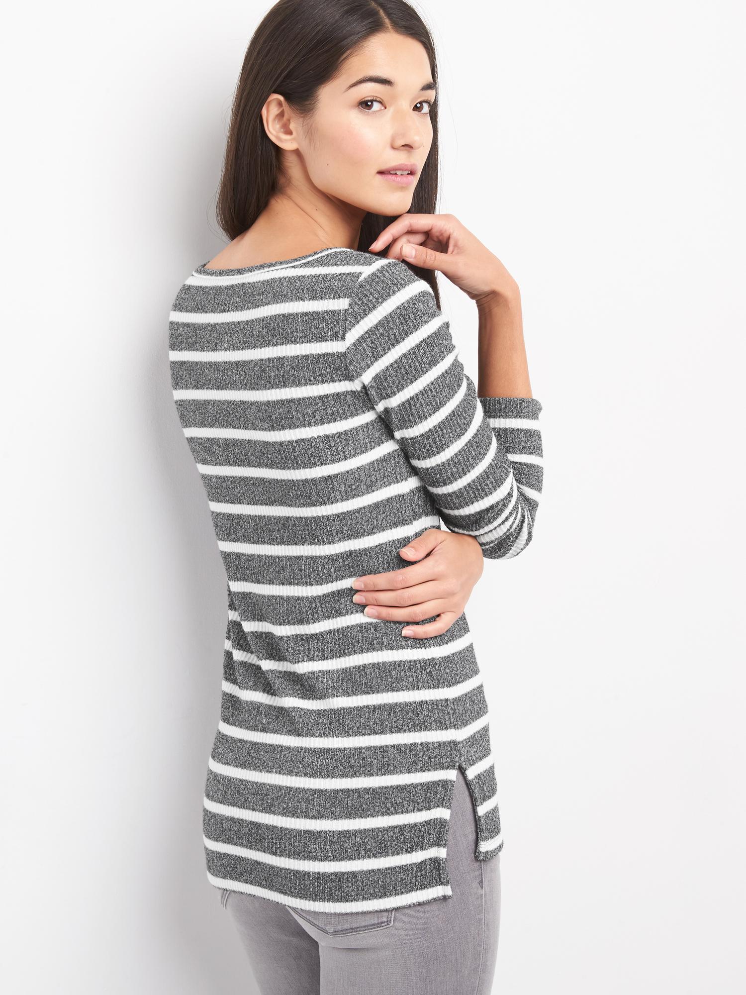 Stripe rib-knit boatneck tee | Gap