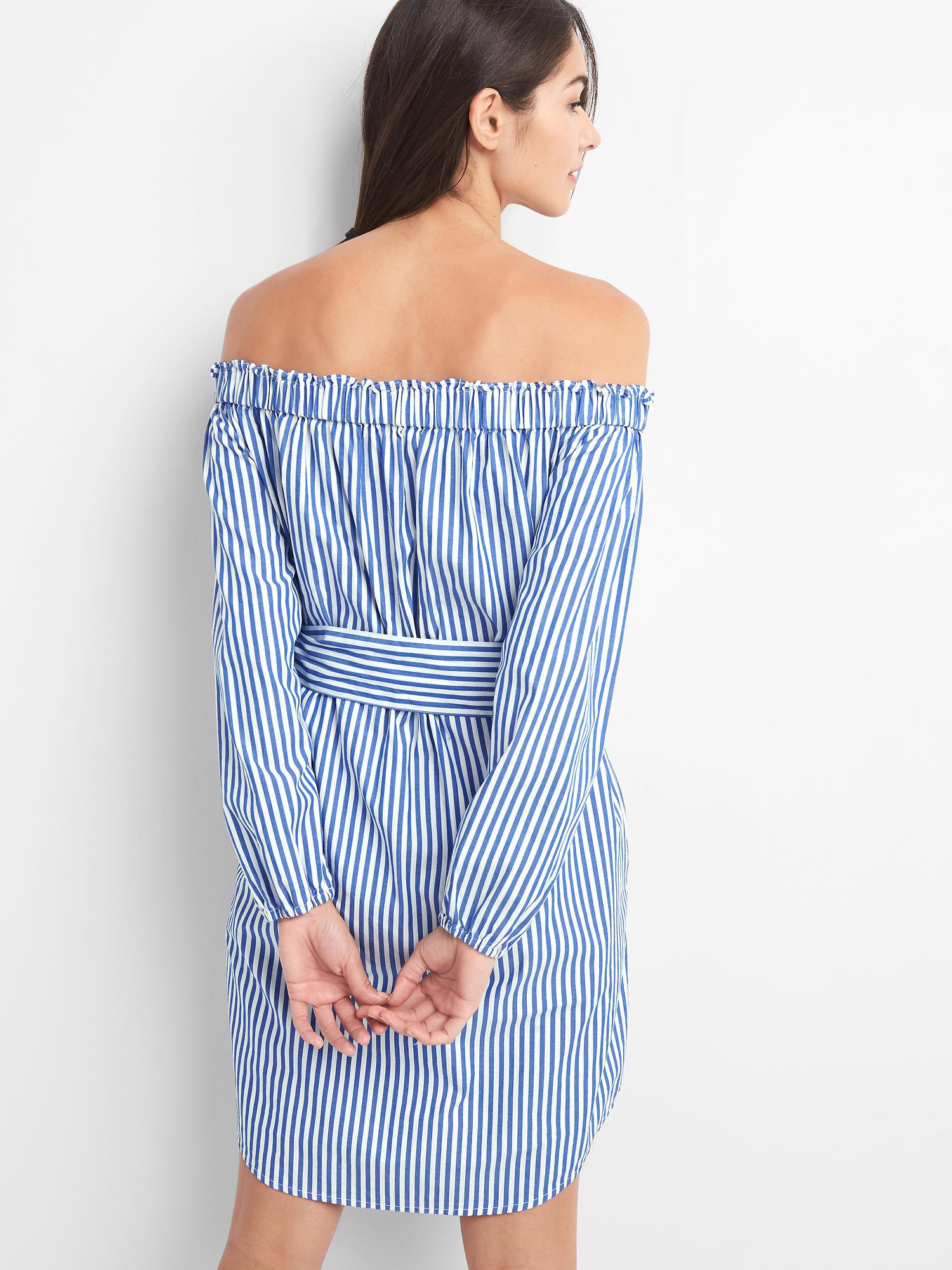 Stripe off-shoulder dress | Gap