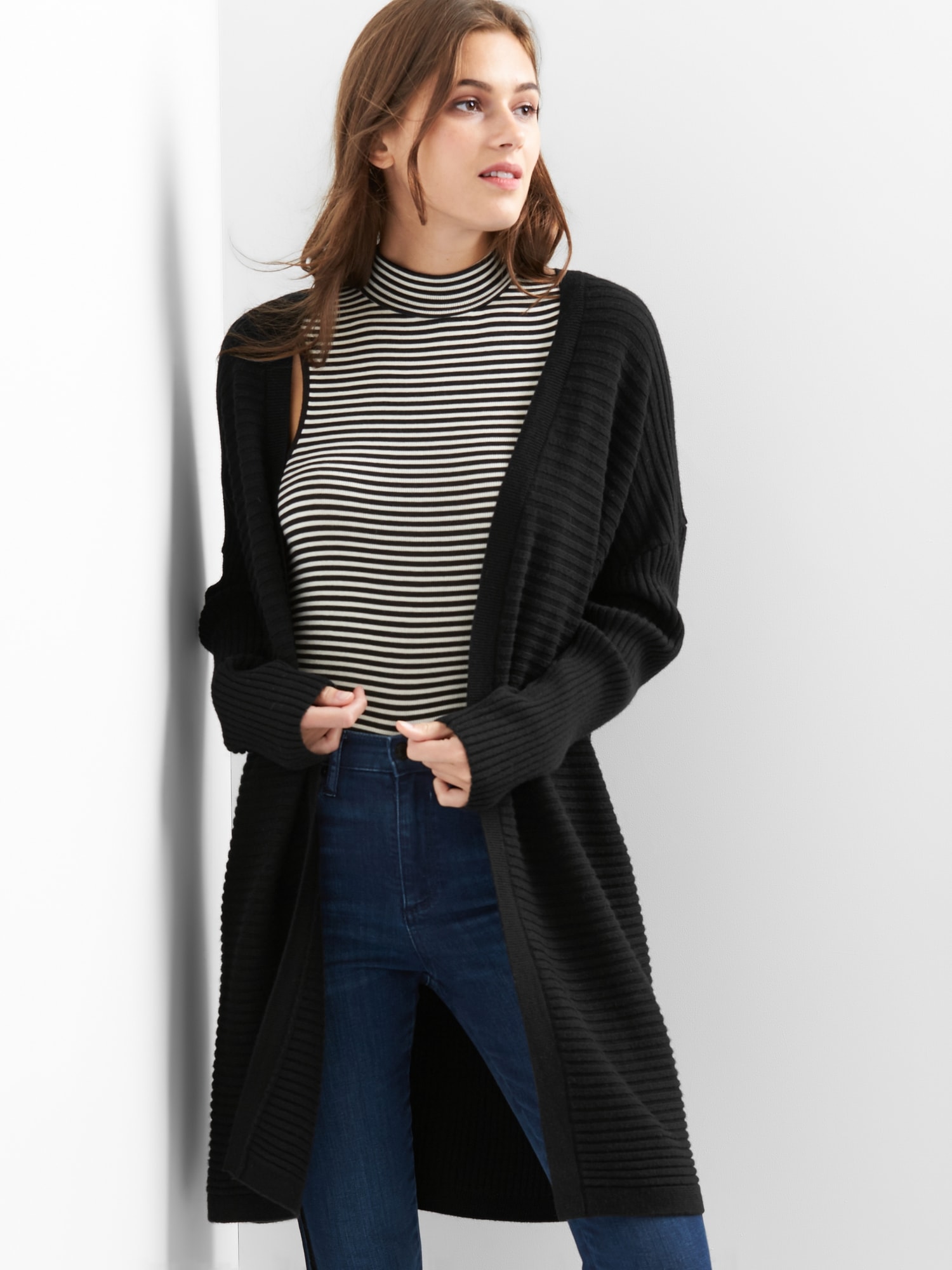 Ribbed open front cardigan | Gap